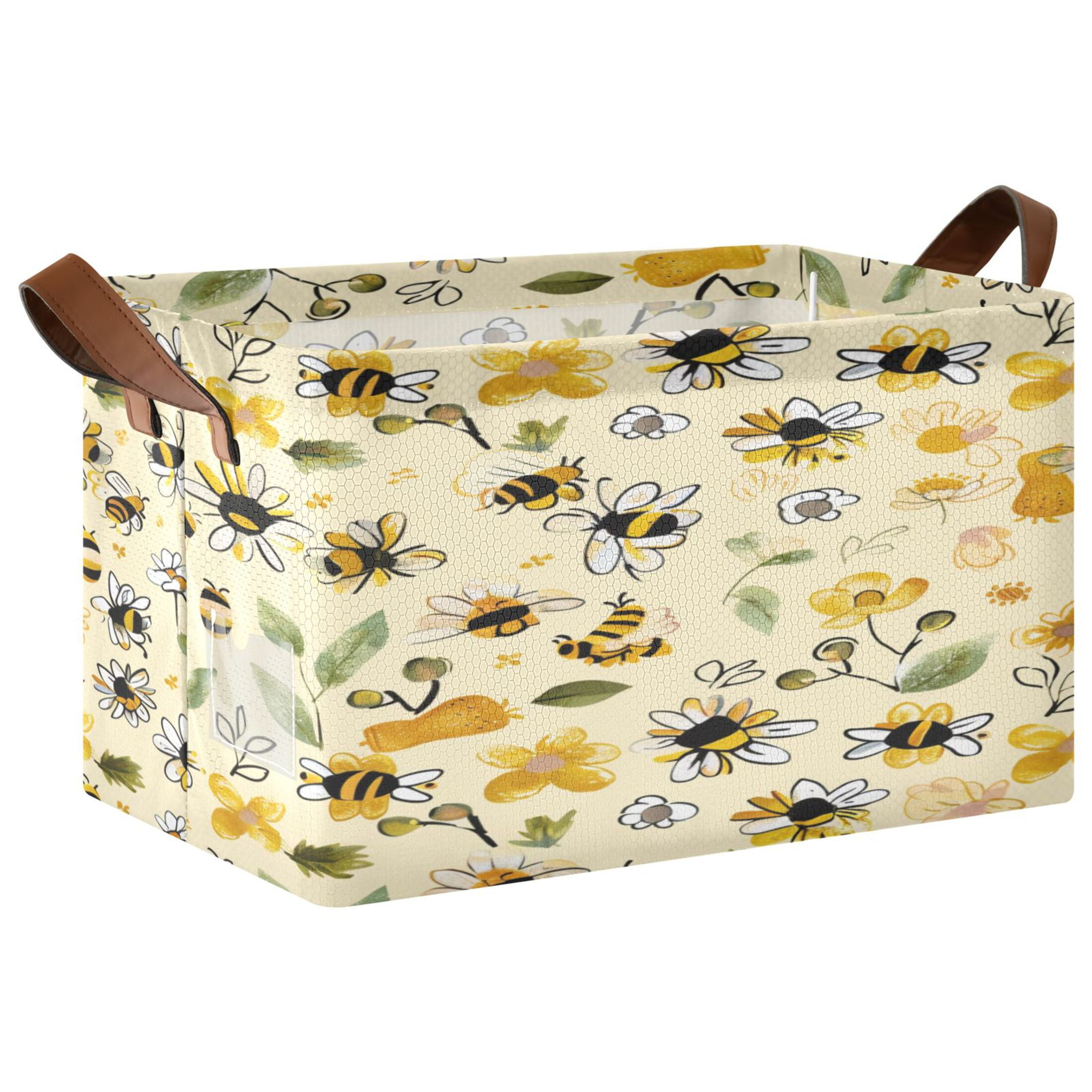 Ryvnso Bee and Floral Storage Bins Large Basket Foldable Cube Toys ...