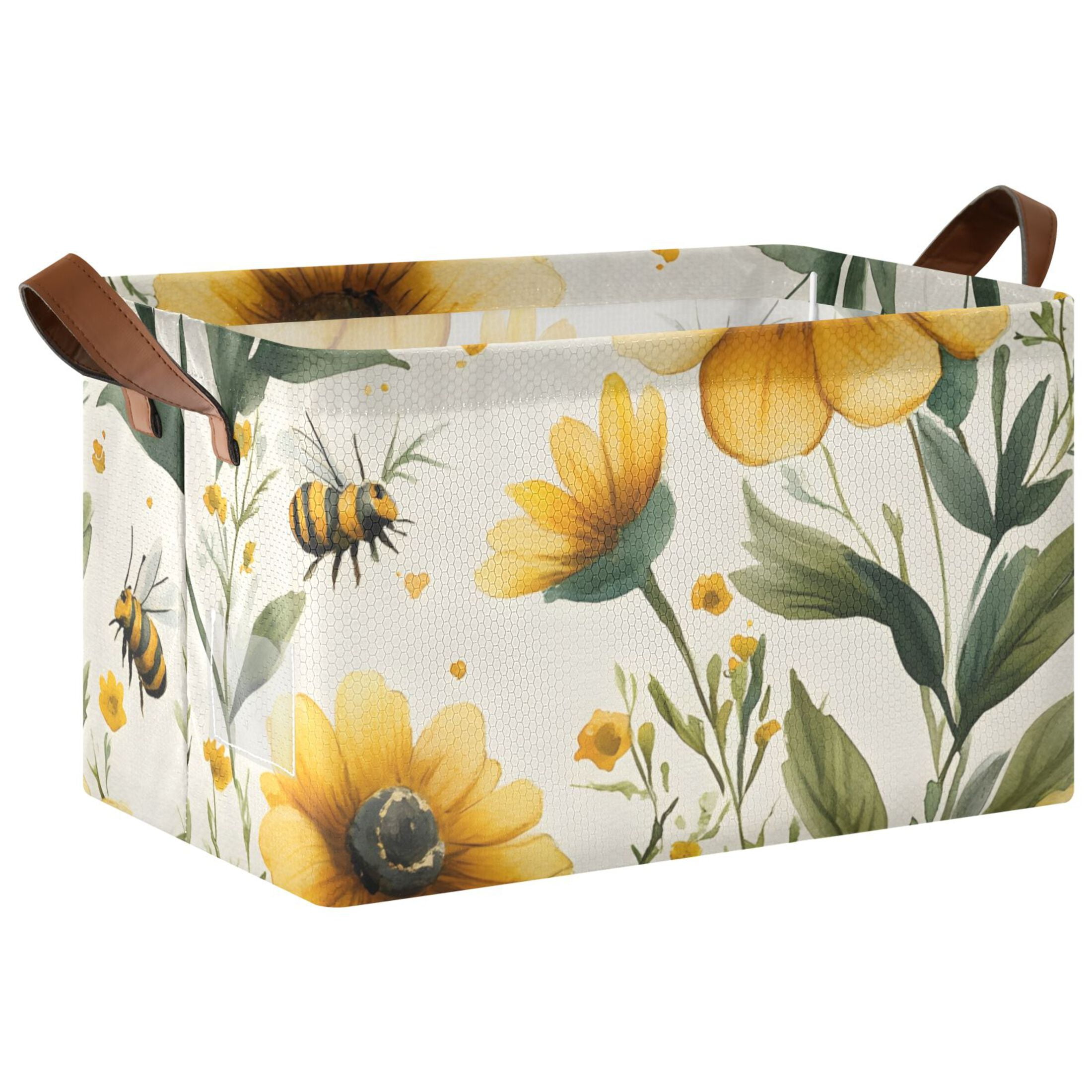 Ryvnso Bees and Flower Storage Bins Large Basket Foldable Cube Toys ...