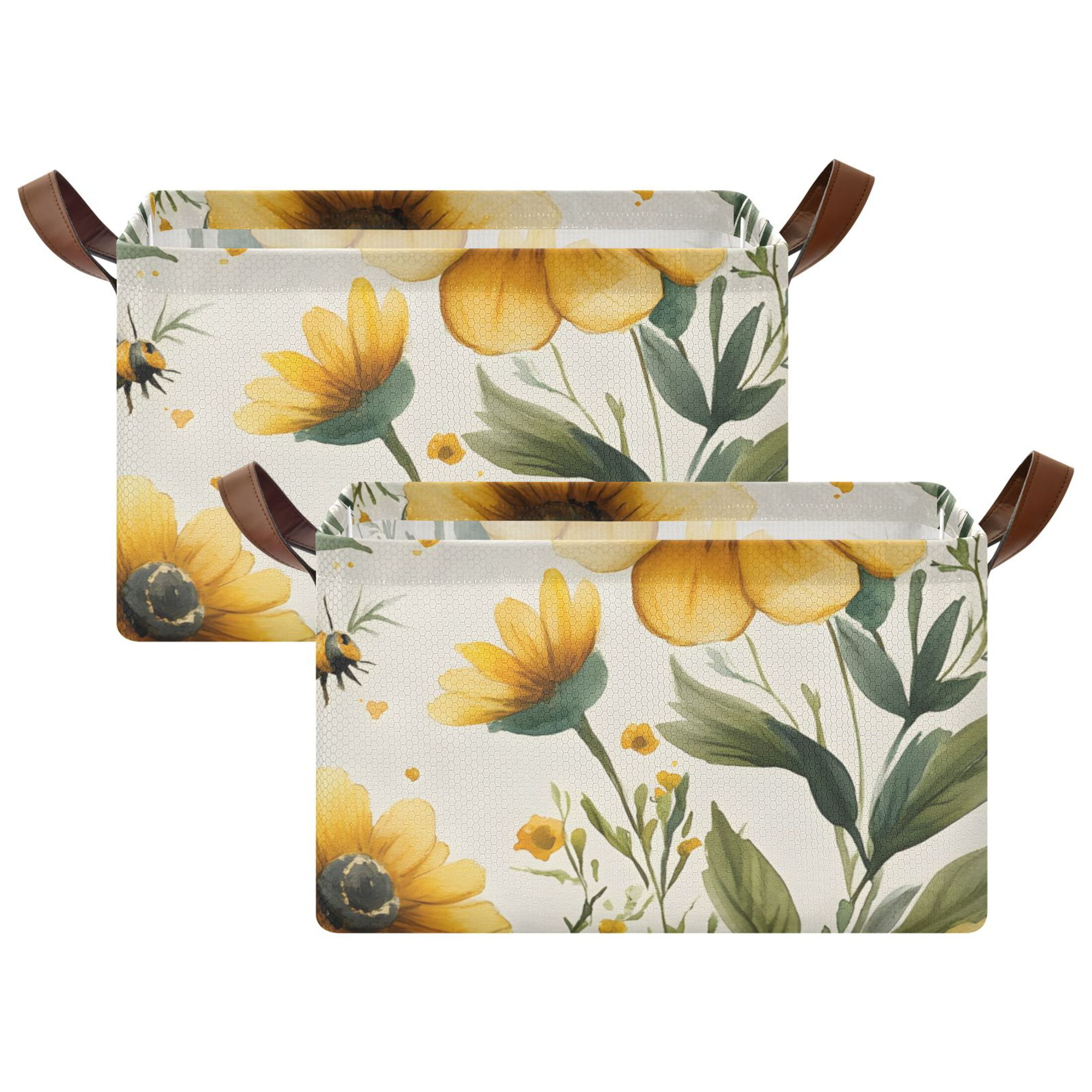 Ryvnso Bees and Flower Storage Bins Large Basket Foldable Cube Toys ...