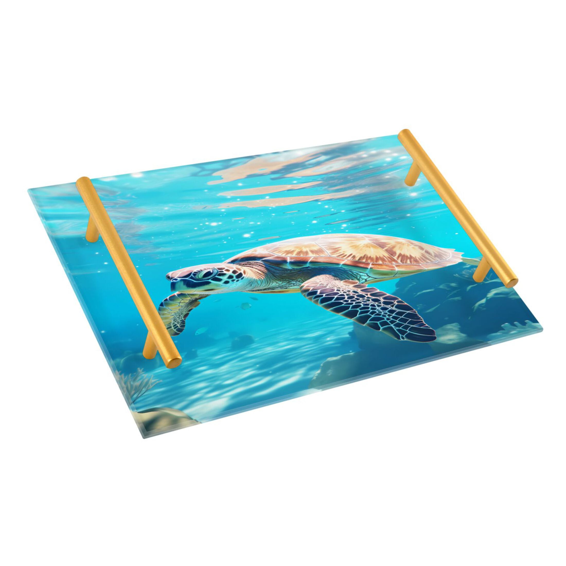 Ryvnso Big Sea Turtle in Sea Bathroom Tray Vanity Countertop Trays ...
