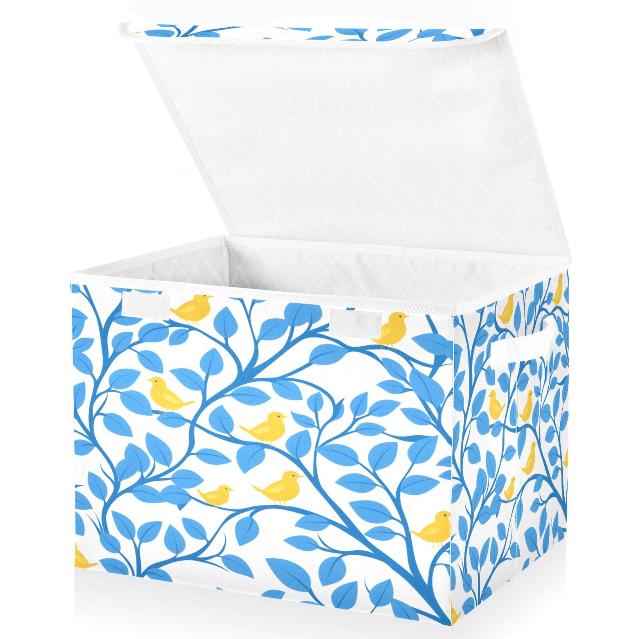 Ryvnso Bird and Leaves Large Lidded Foldable Storage Baskets Cubes ...
