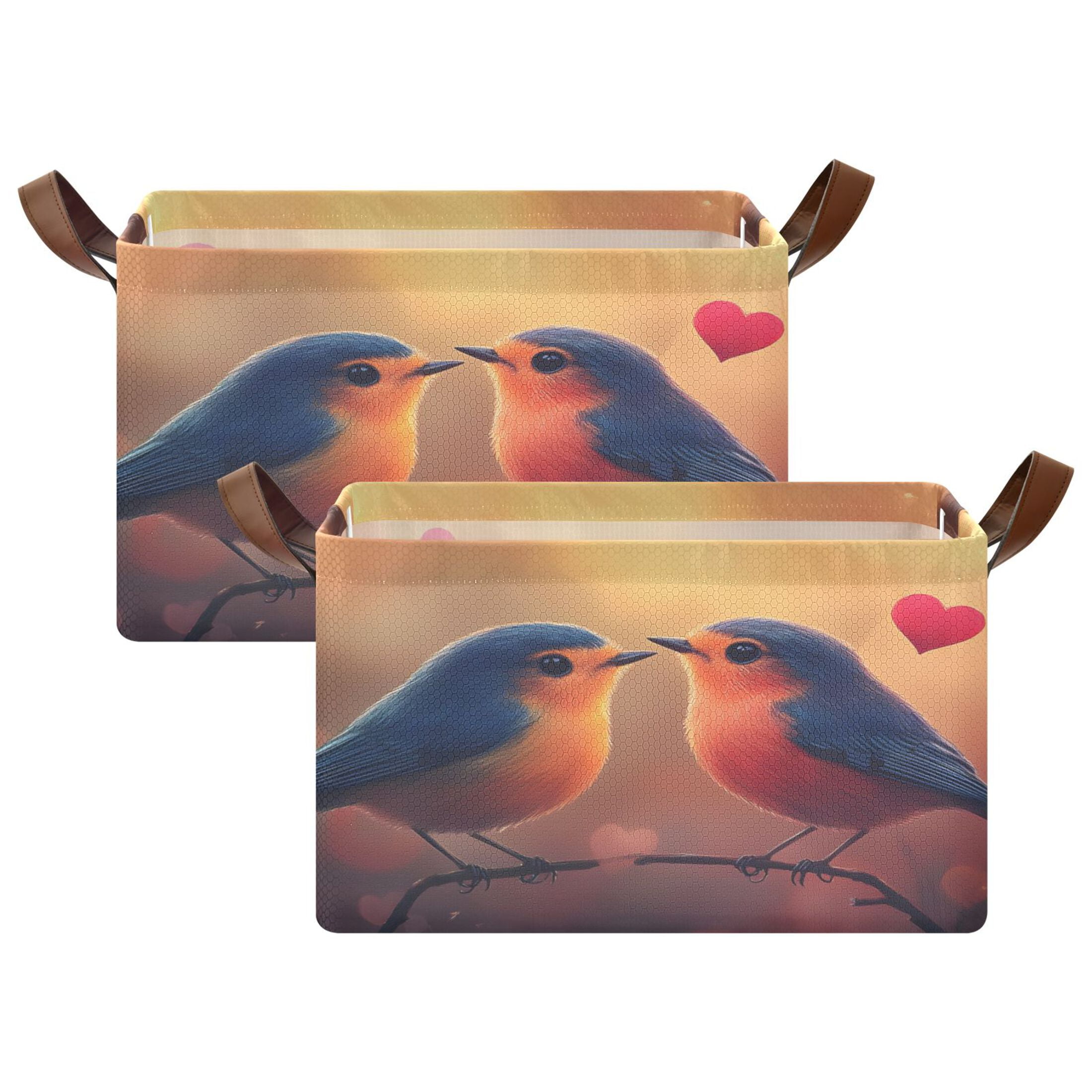 Ryvnso Birds Couple Storage Bins Large Basket Foldable Cube Toys ...