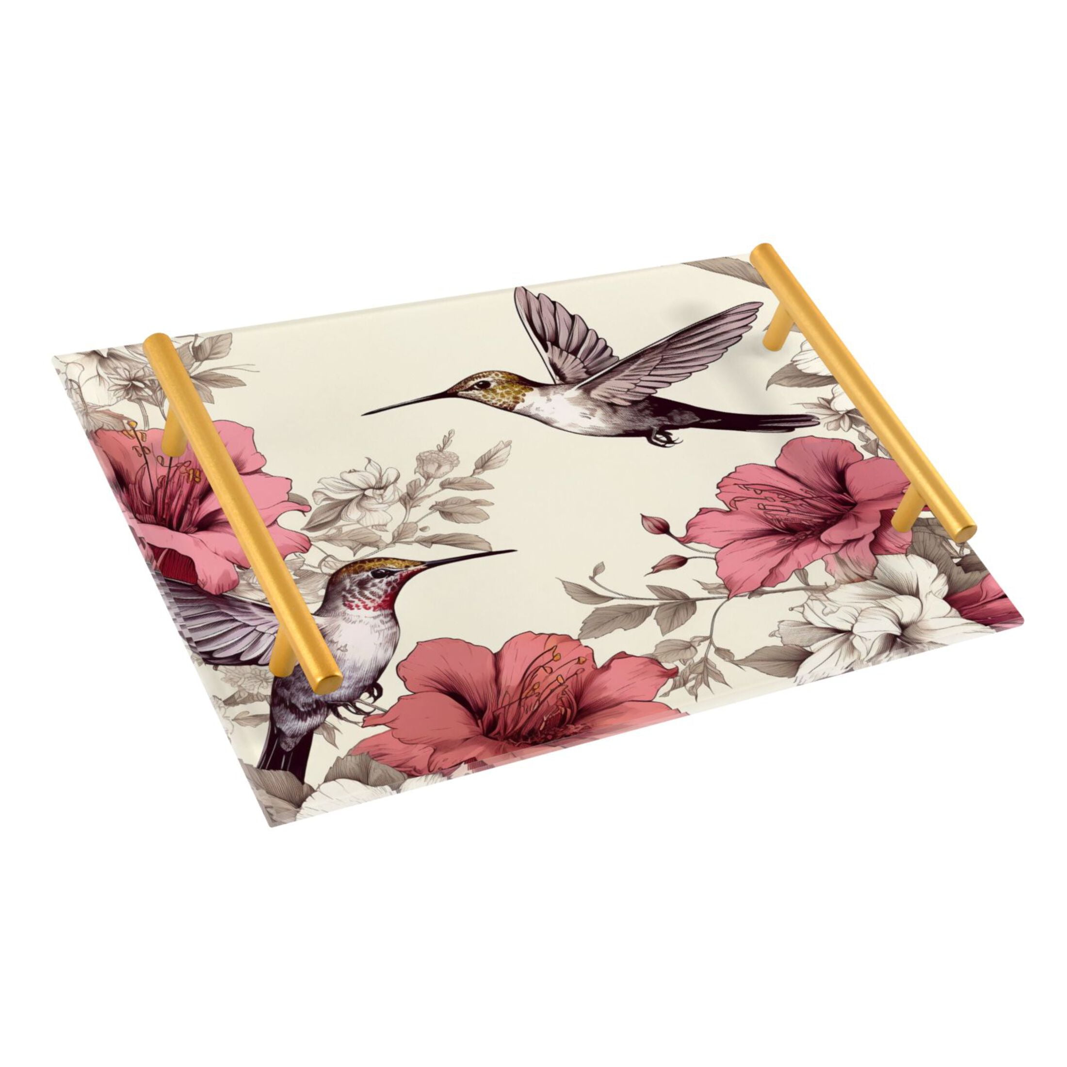 Ryvnso Birds and Hibiscus Flowers Bathroom Tray Vanity Countertop Trays ...