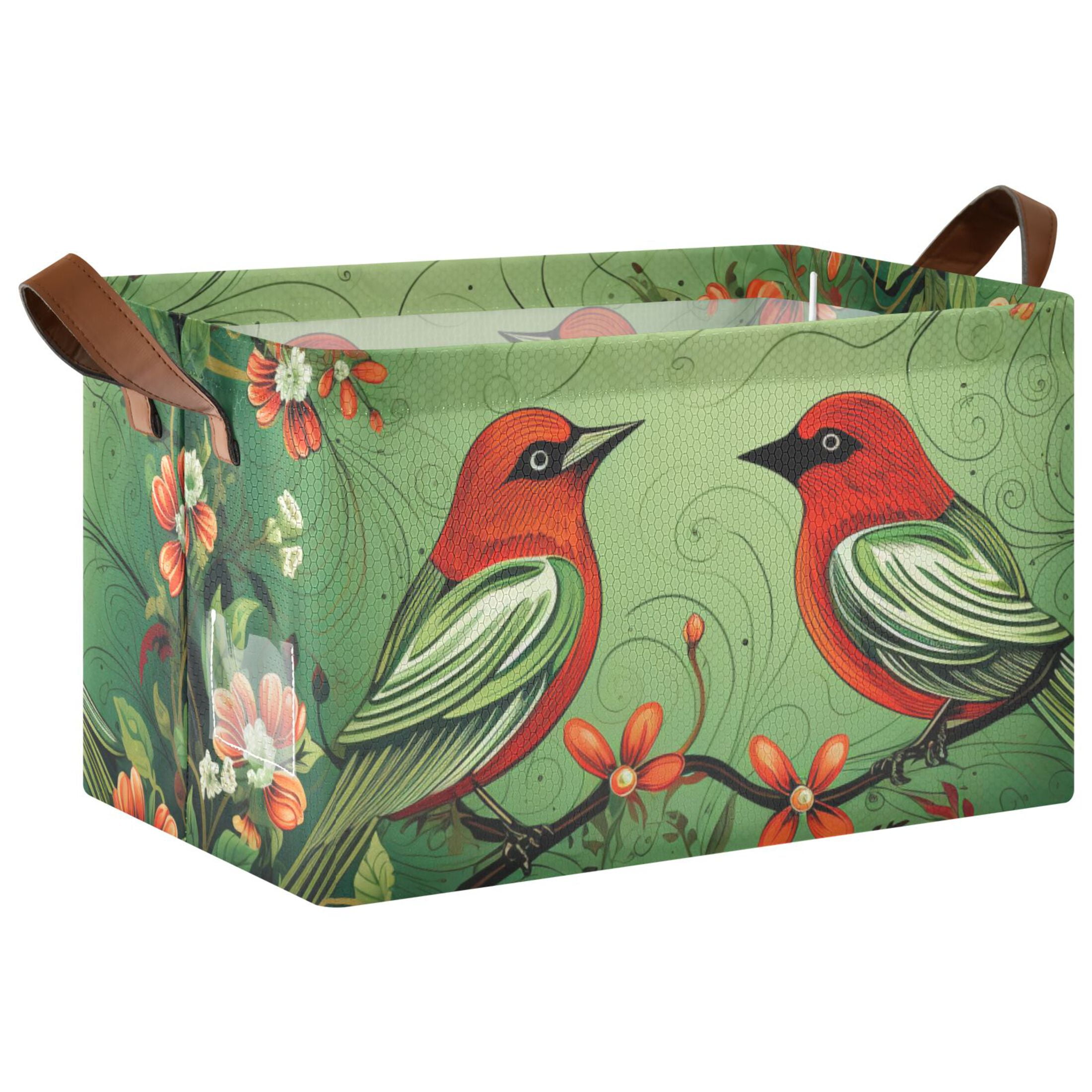 Ryvnso Birds on Floral Branch Storage Bins Large Basket Foldable Cube ...