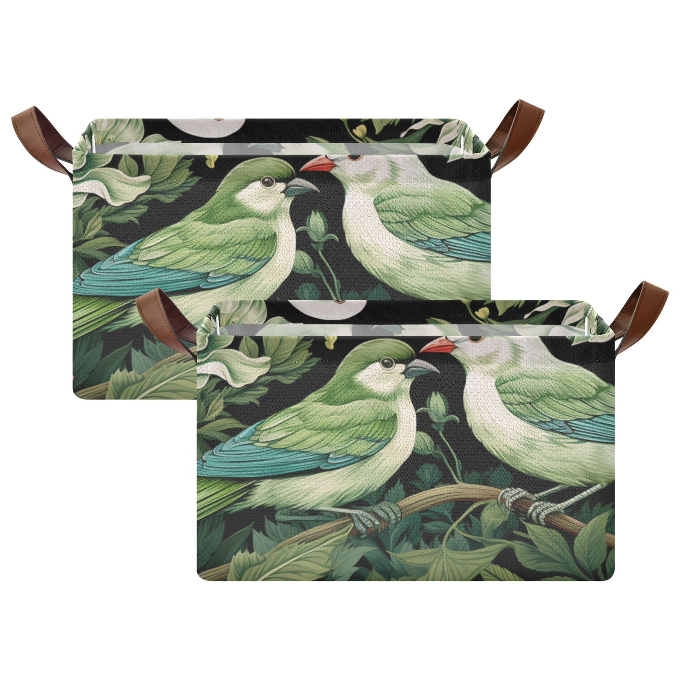 Ryvnso Birds on Flower Branch Storage Bins Large Basket Foldable Cube ...