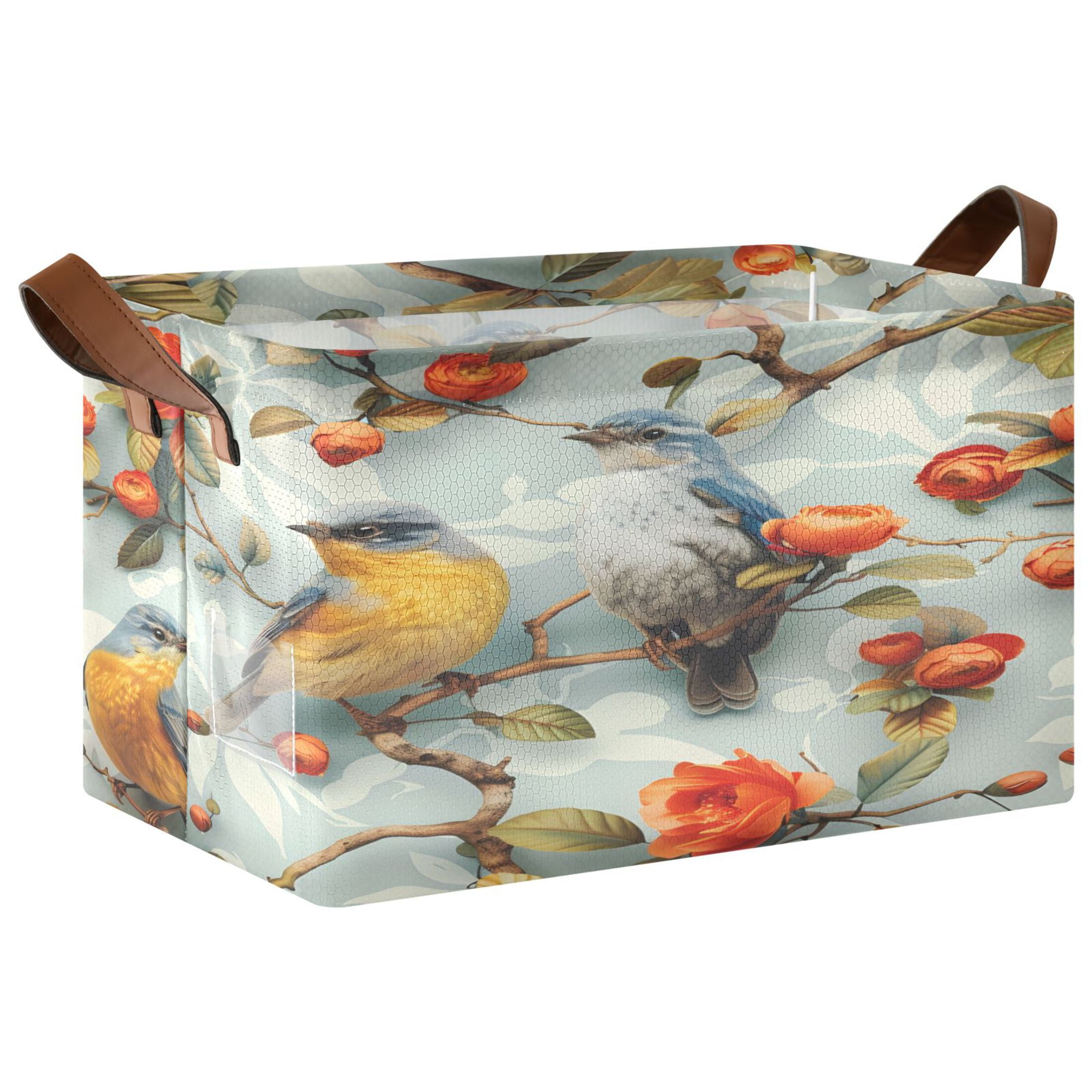 Ryvnso Birds on Flowers Storage Bins Large Basket Foldable Cube Toys ...