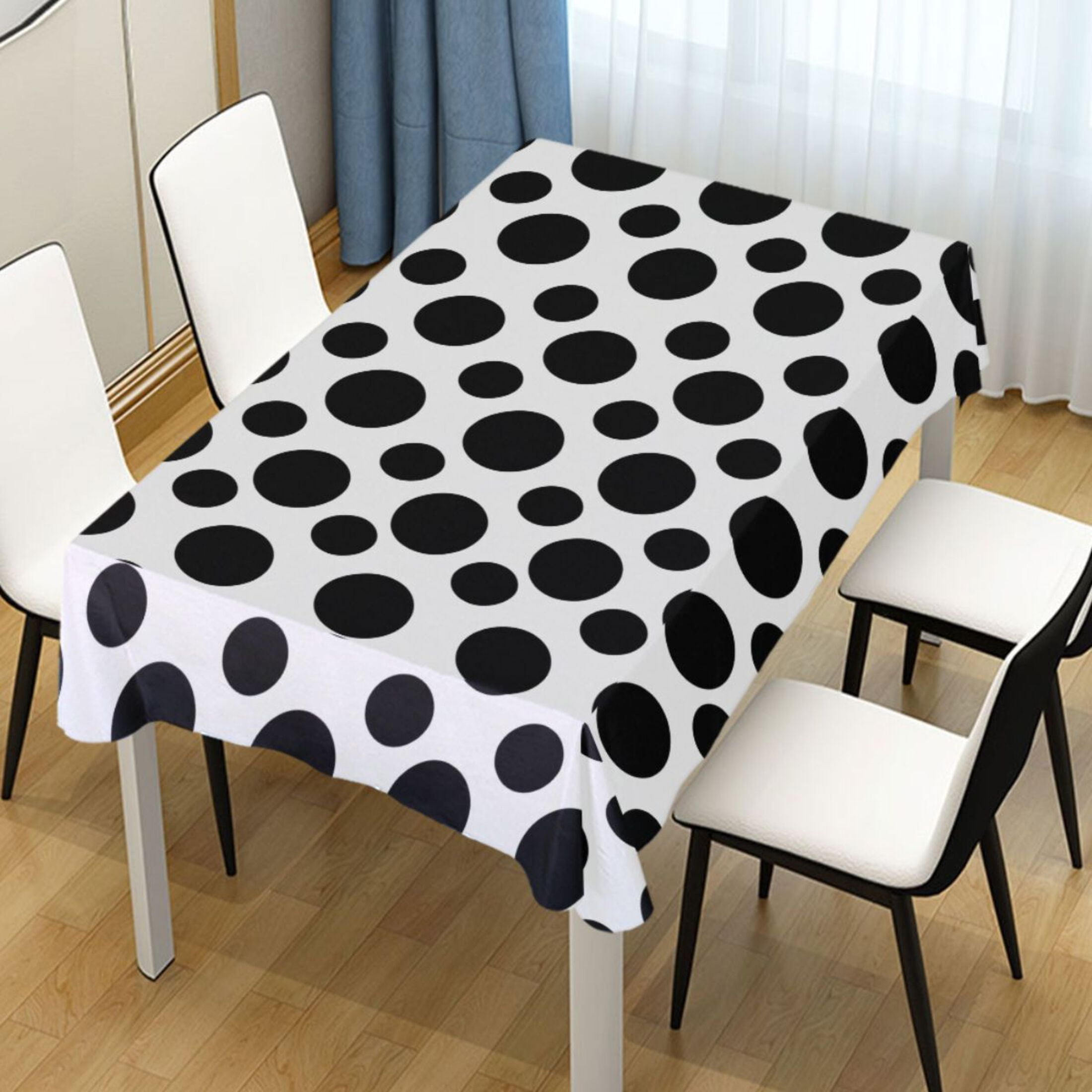Ryvnso Black Polka Dots on White Rectangle Table Cloth Tablecover ...
