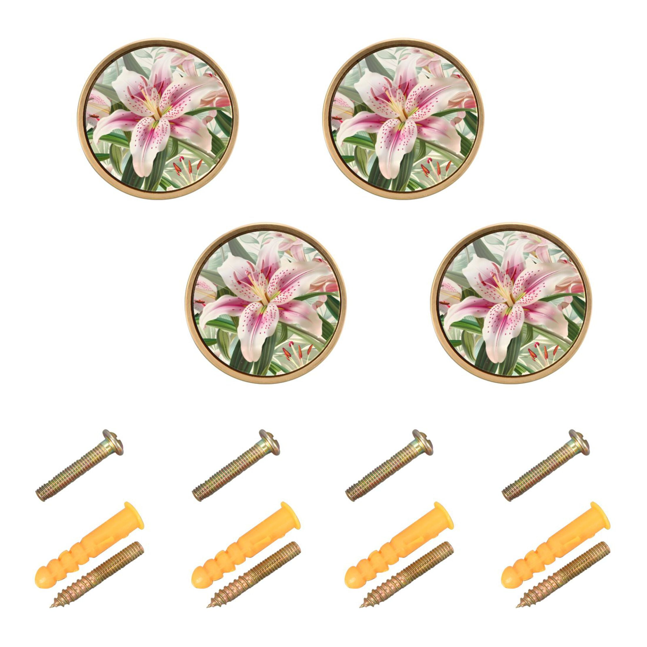 Ryvnso Blossom Lily Flower Cabinet Knobs Kitchen Door Round Pulls ...