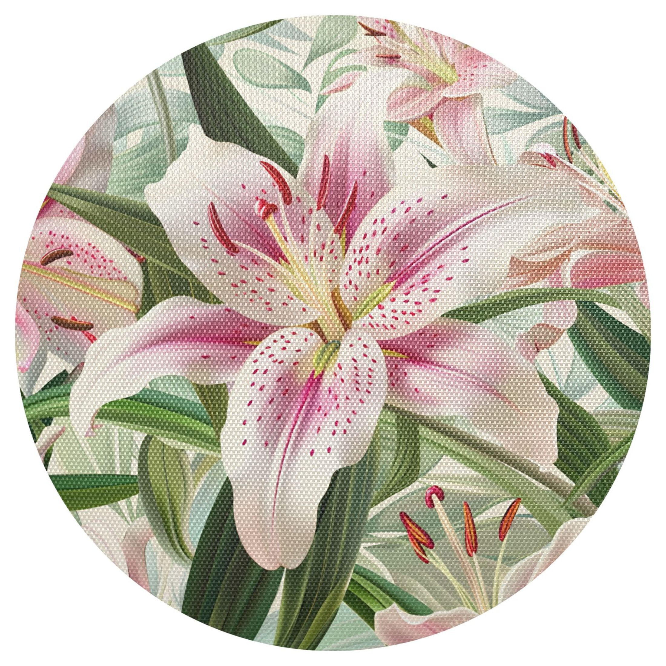 Ryvnso Blossom Lily Flower Round Plate Mats Dining Table Placemat 1 ...