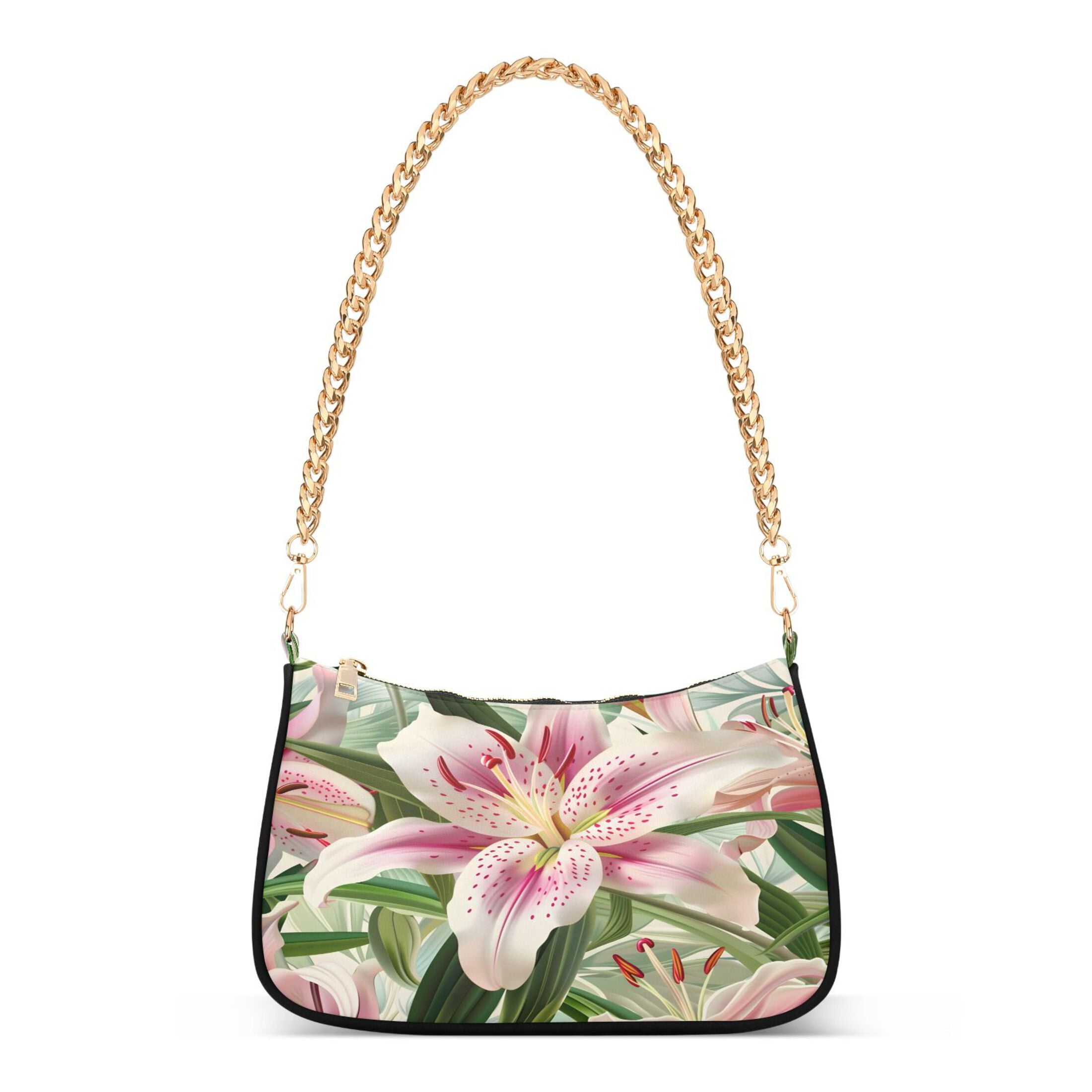 Ryvnso Blossom Lily Flower Womens Chain Shoulder Bag Tote Handbags ...