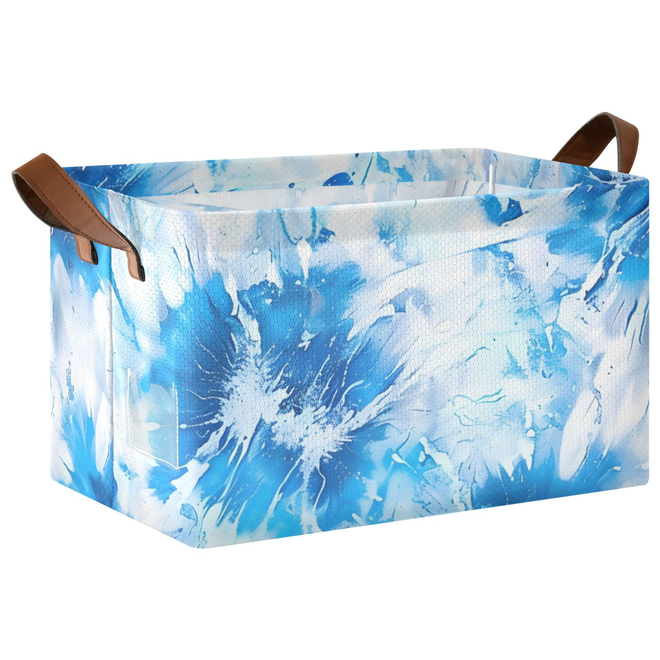 Ryvnso Blue Tie Dye Storage Bins Large Basket Foldable Cube Toys ...