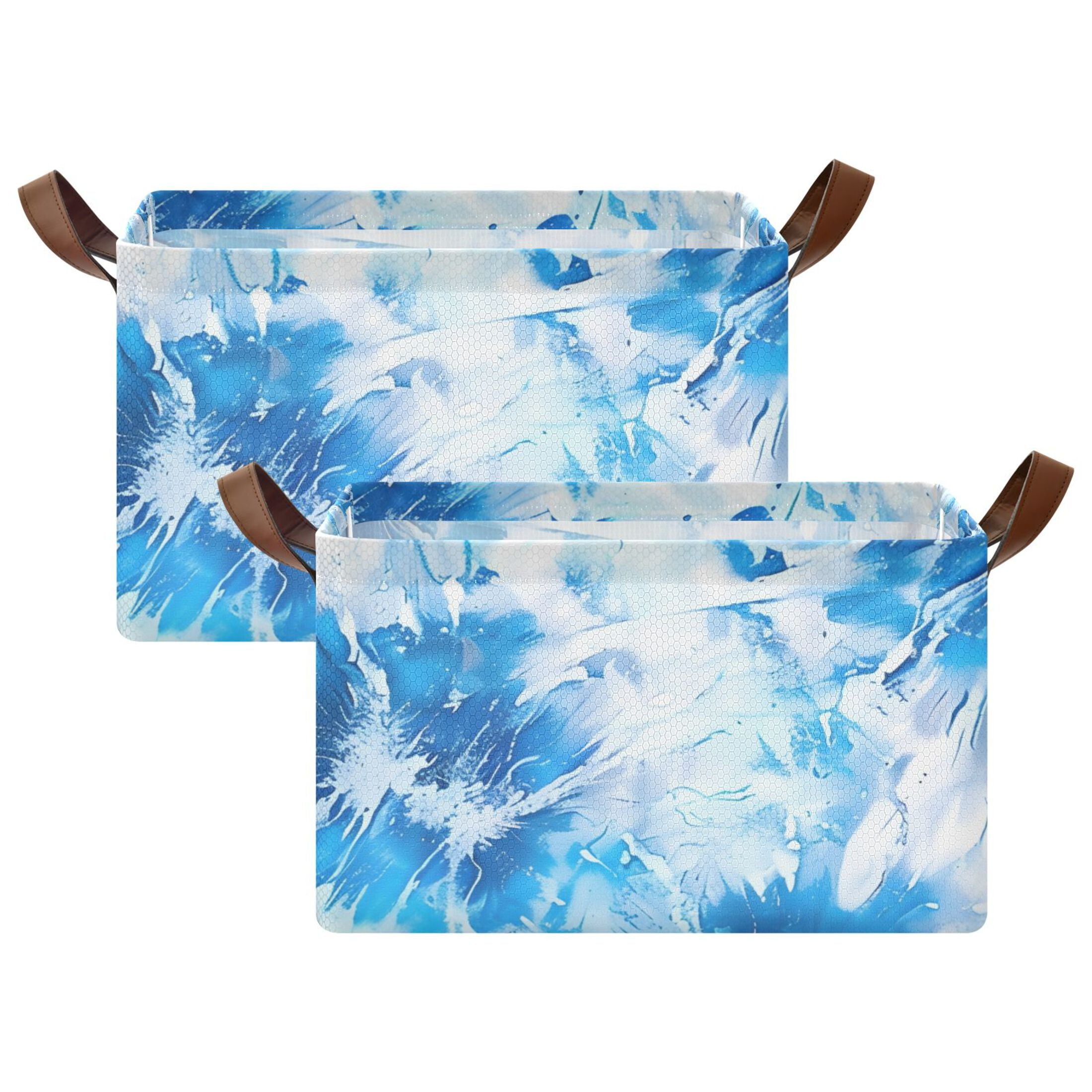 Ryvnso Blue Tie Dye Storage Bins Large Basket Foldable Cube Toys ...