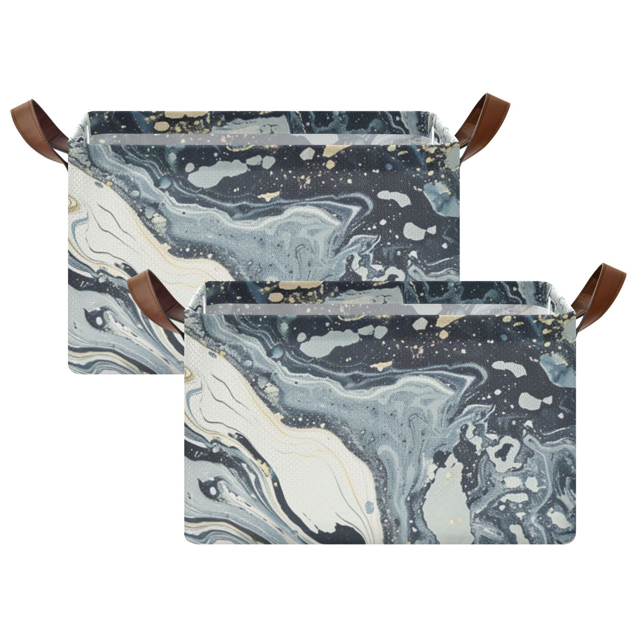 Ryvnso Blue White Marble Storage Bins Large Basket Foldable Cube Toys ...