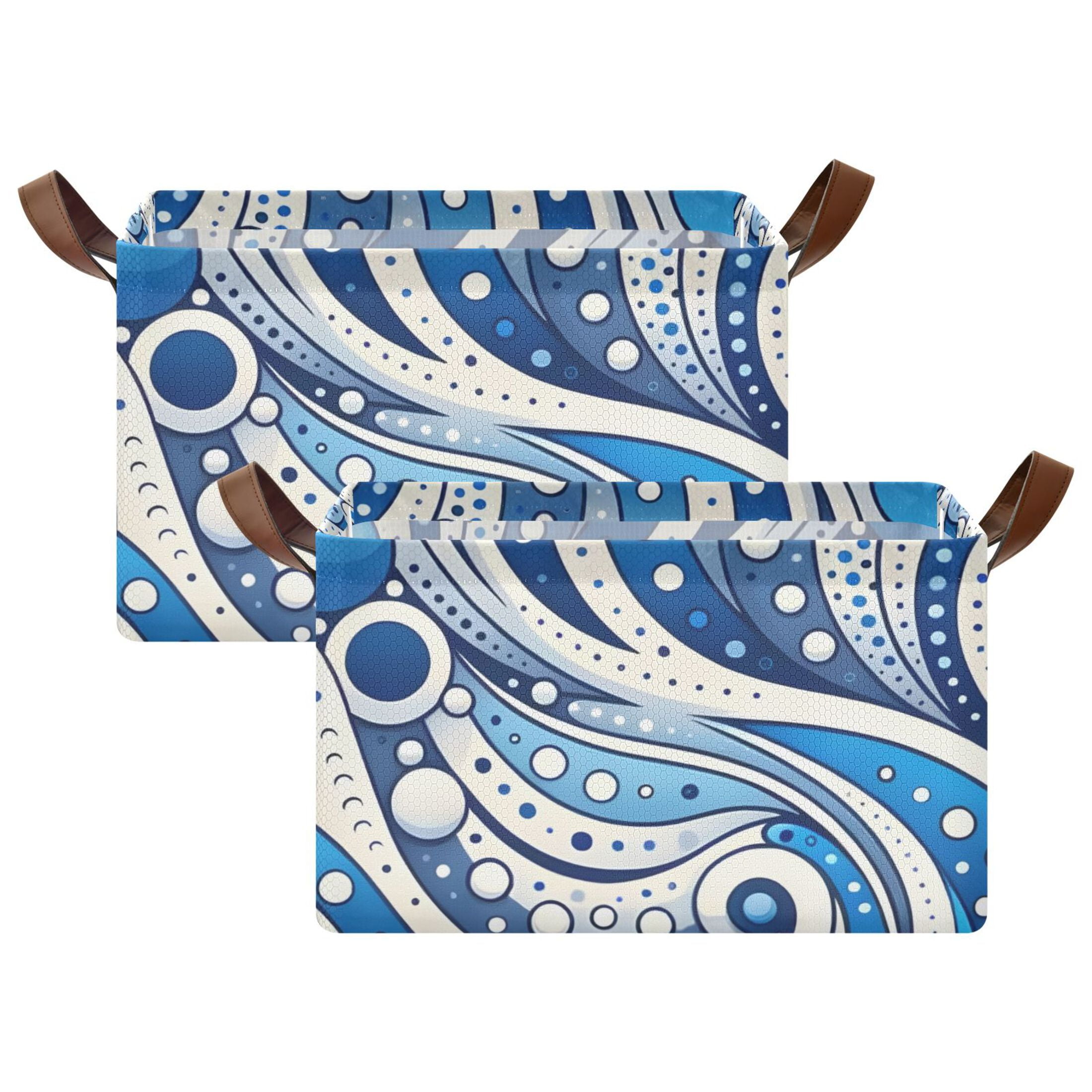 Ryvnso Blue and White Print Storage Bins Large Basket Foldable Cube ...