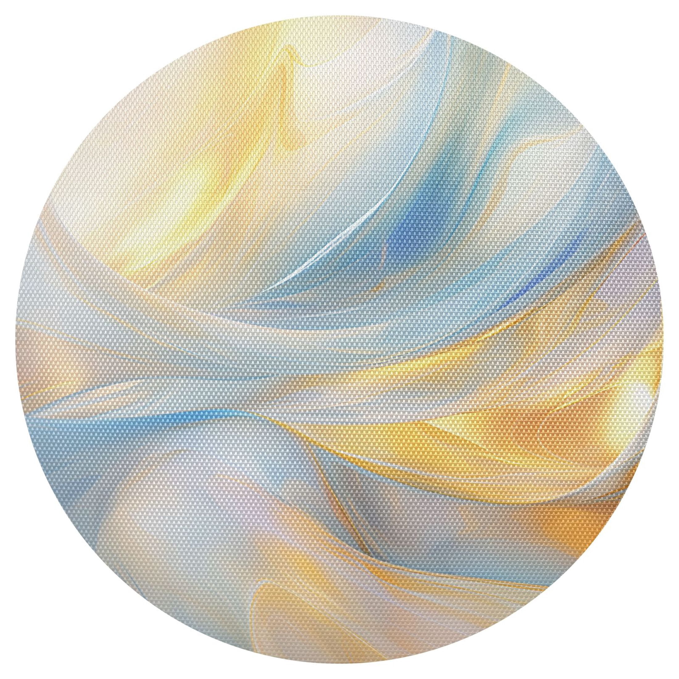 Ryvnso Blue and Yellow Marble Round Plate Mats Dining Table Placemat 1 ...