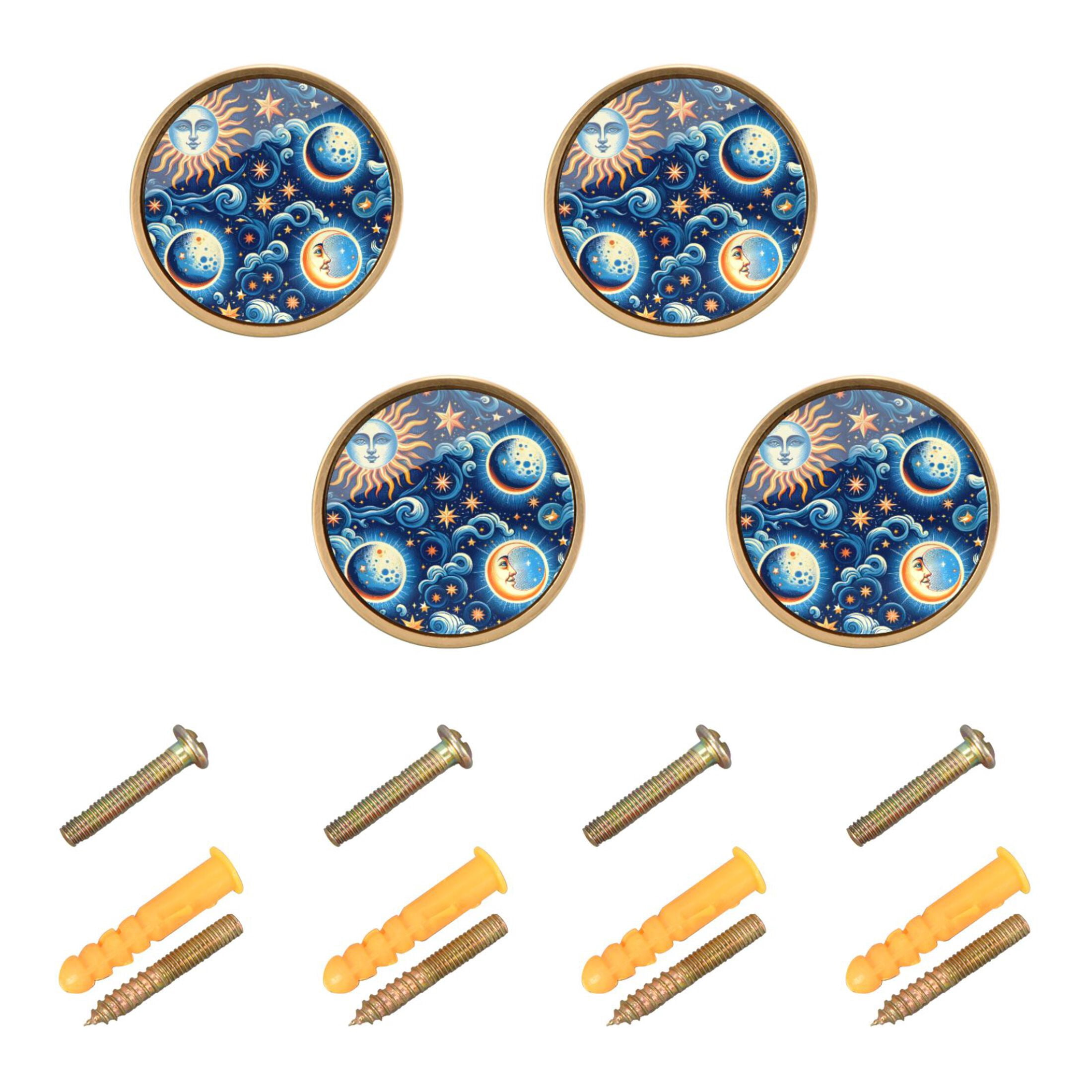 Ryvnso Boho Mandala Moon Cabinet Knobs Kitchen Door Round Pulls Drawers ...
