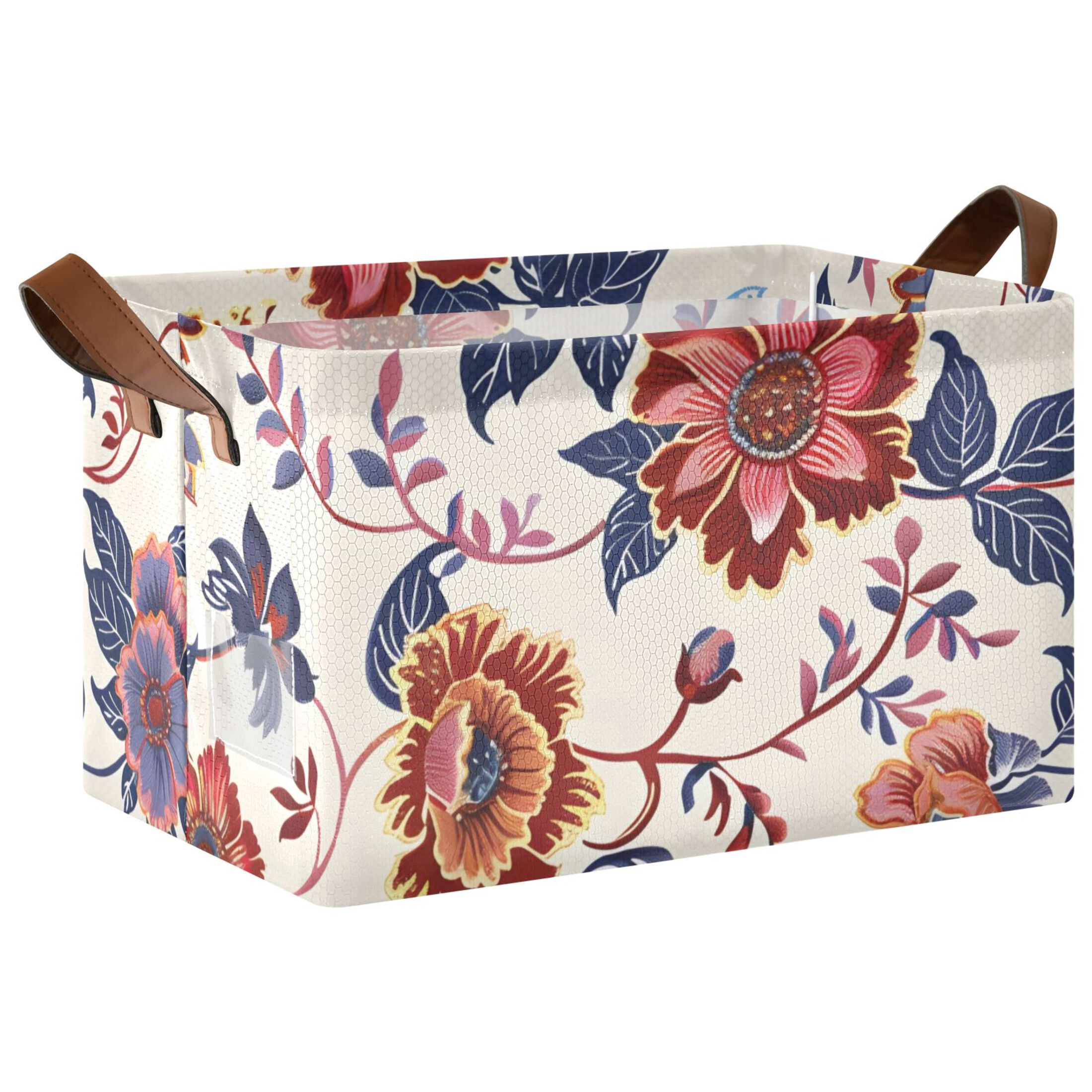 Ryvnso Boho Wild Flowers Storage Bins Large Basket Foldable Cube Toys ...