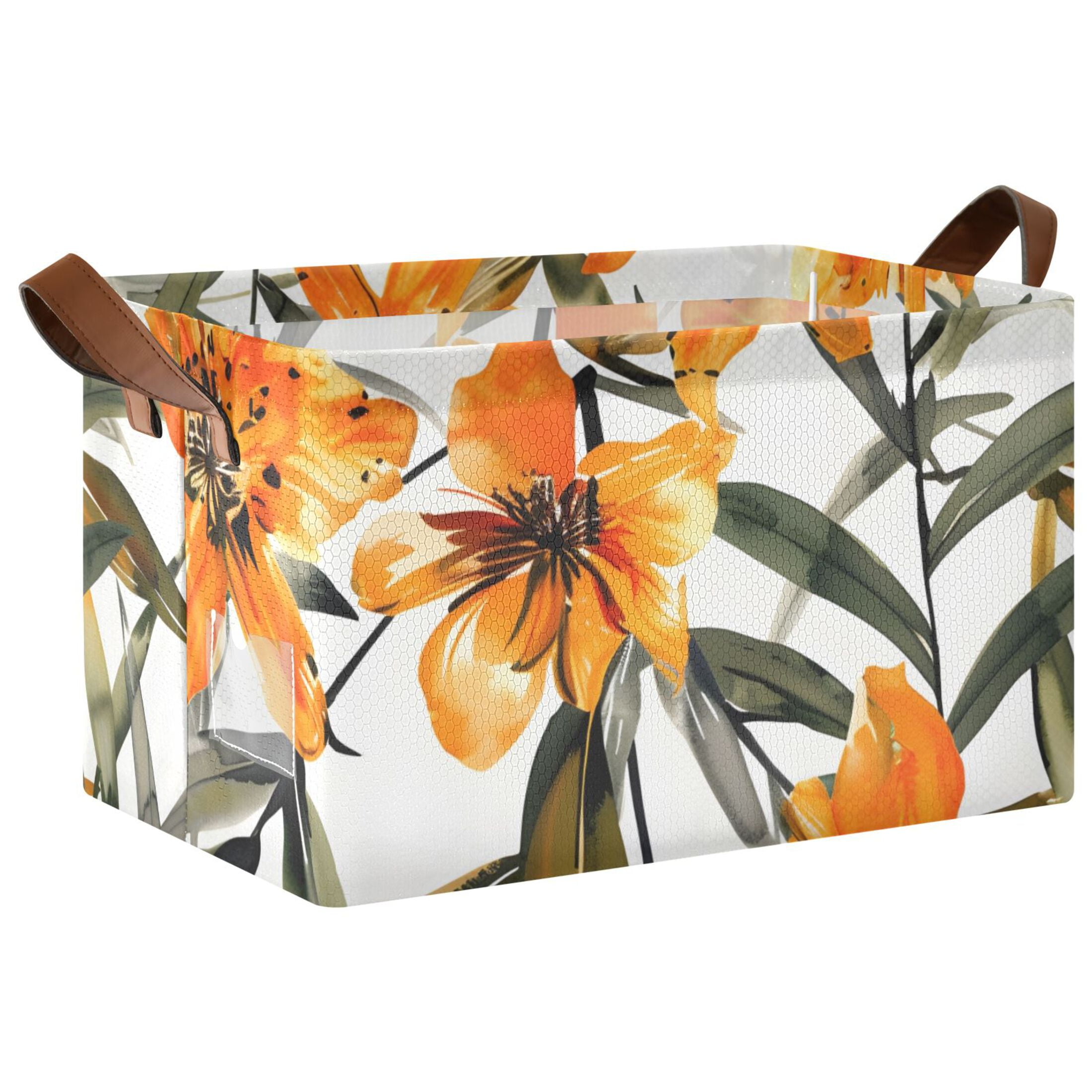 Ryvnso Botanical Flower Leaves Storage Bins Large Basket Foldable Cube ...