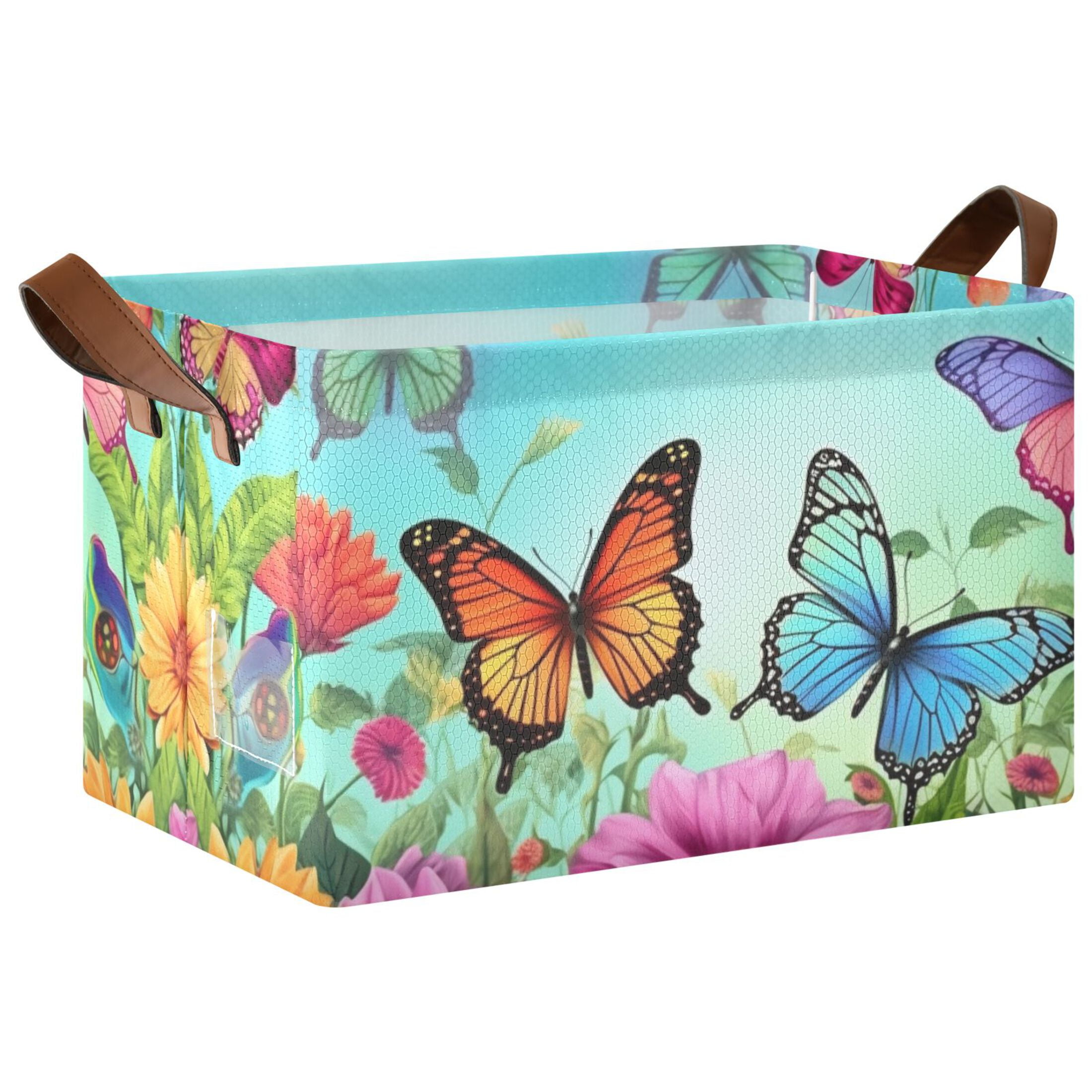 Ryvnso Butterflies Flying on Flowers Storage Bins Large Basket Foldable ...