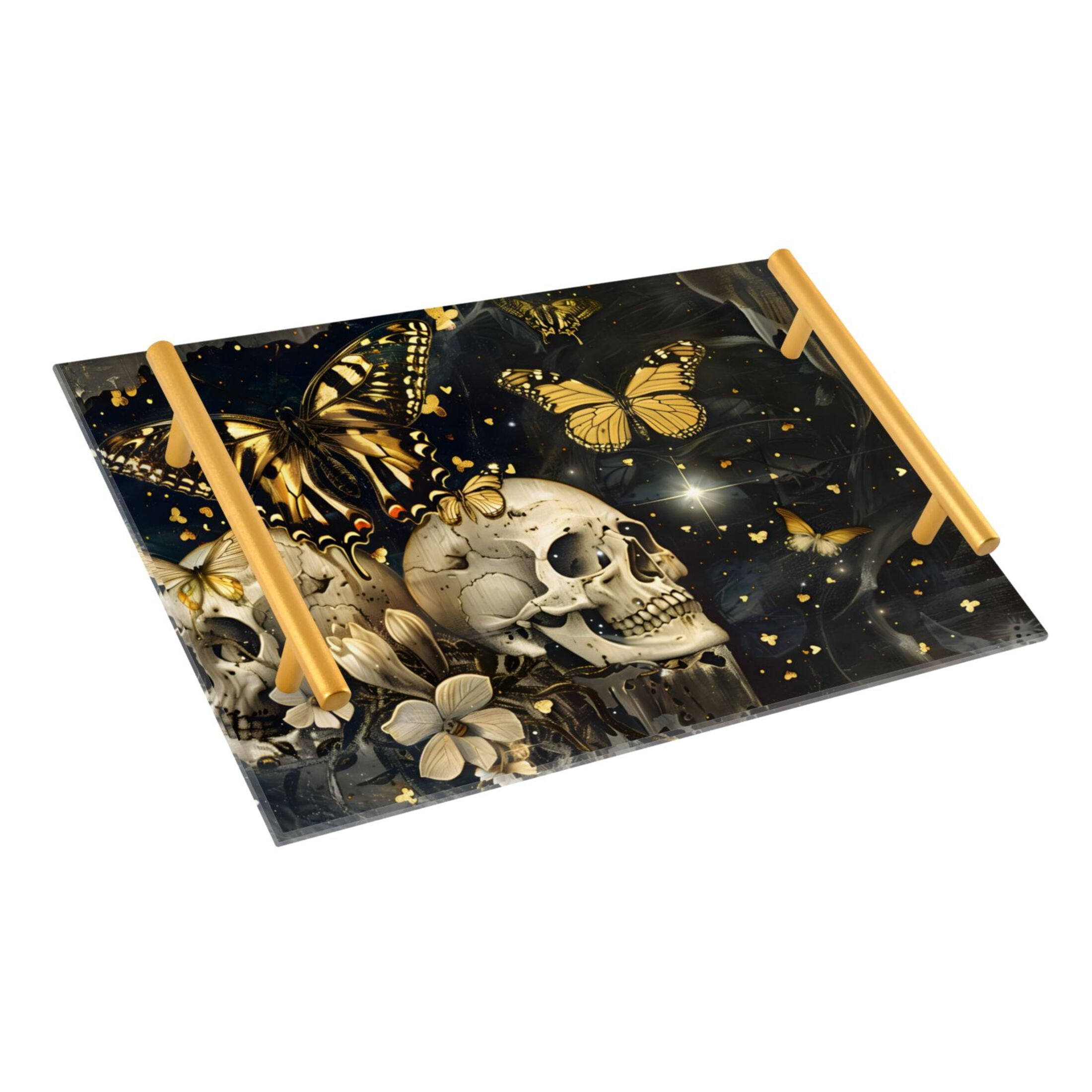 Ryvnso Butterflies and Skull Bathroom Tray Vanity Countertop Trays ...