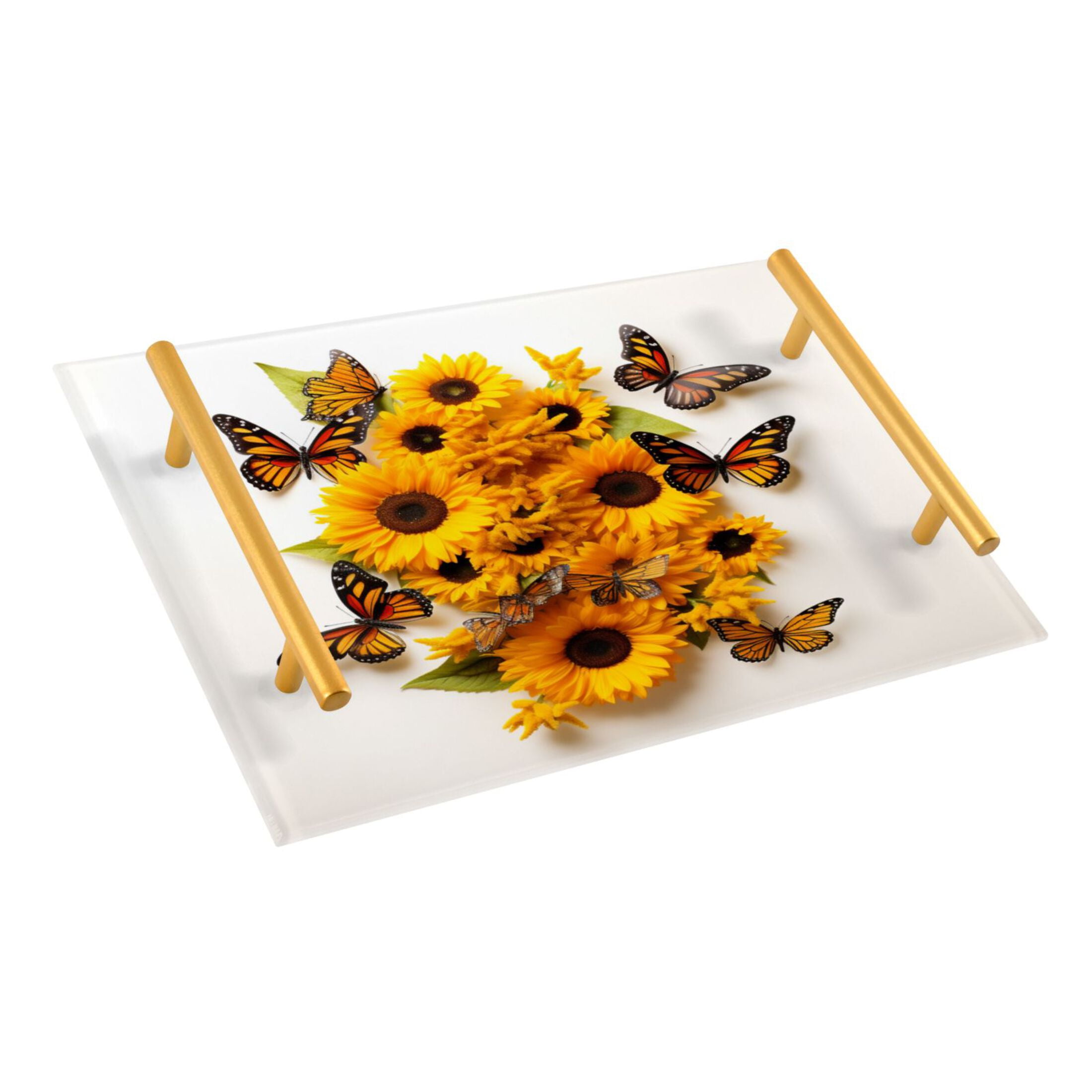 Ryvnso Butterflies in Sunflowers Bathroom Tray Vanity Countertop Trays ...