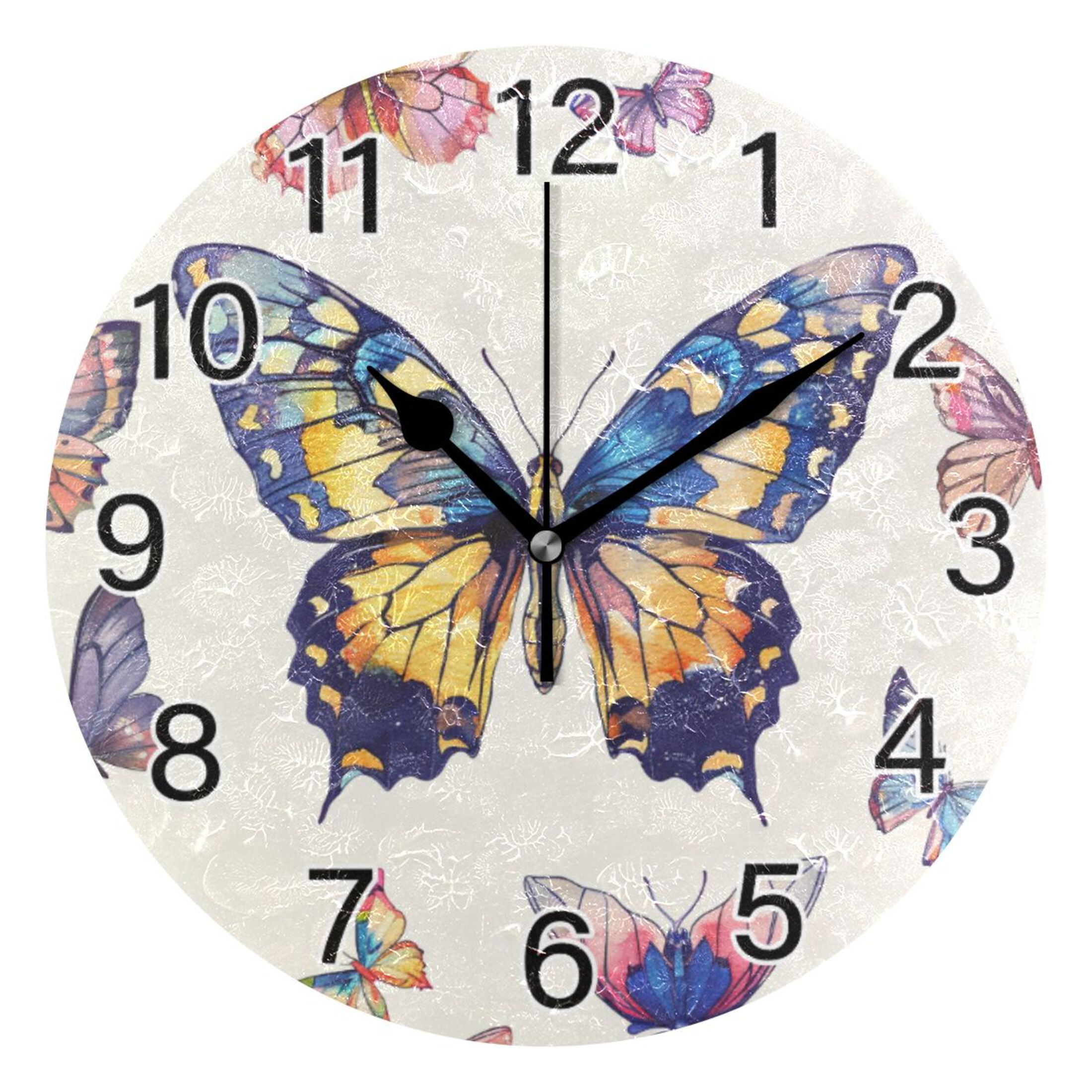 Ryvnso Butterfly Beautiful Wall Clock Non Ticking Silent Kitchen Clock ...