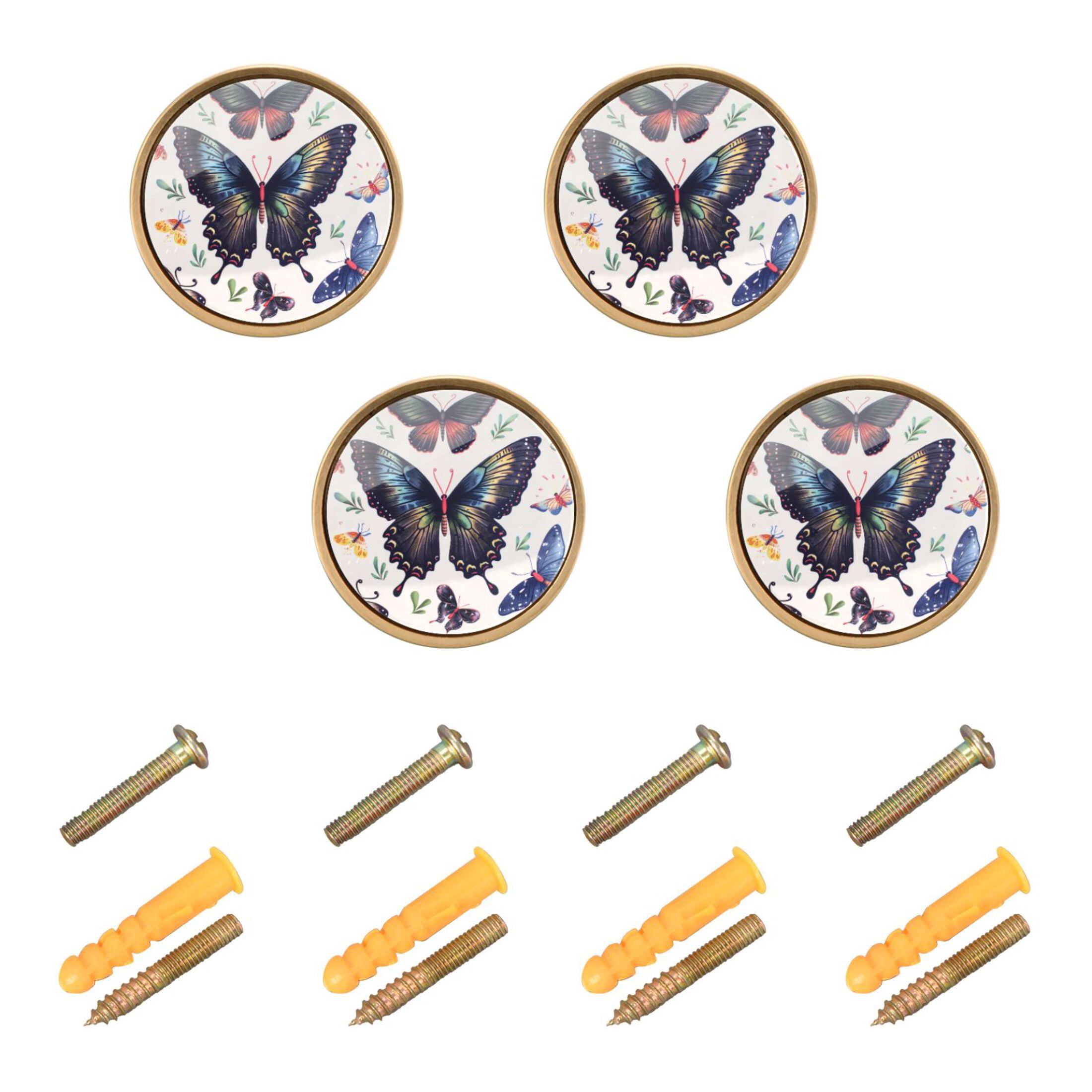 Ryvnso Butterfly Flying Cabinet Knobs Kitchen Door Round Pulls Drawers ...
