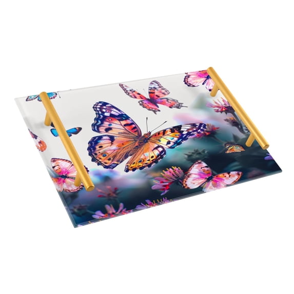 Ryvnso Butterfly Flying in Flower Bathroom Tray Vanity Countertop Trays ...