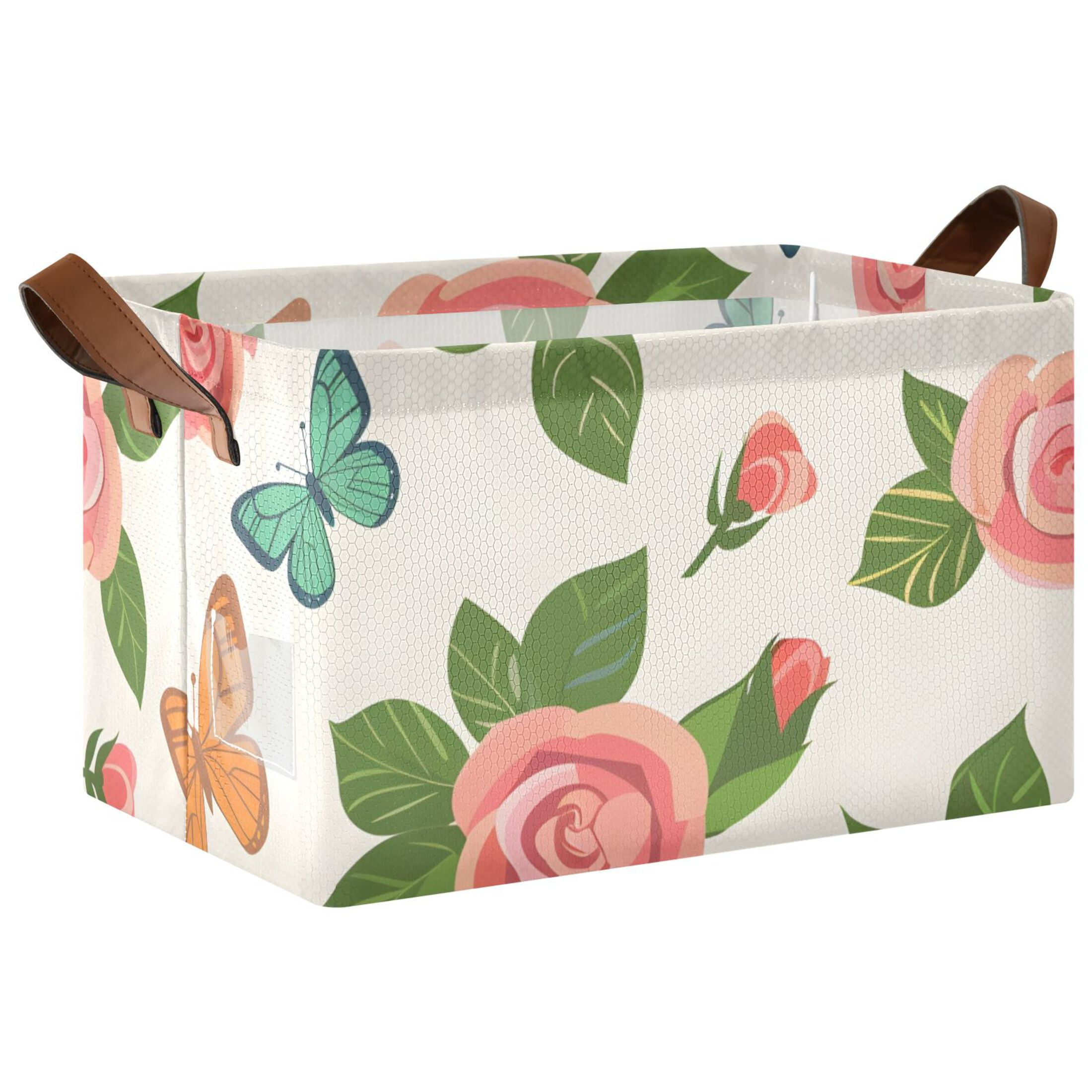 Ryvnso Butterfly Flying in Roses Flowers Storage Bins Large Basket ...