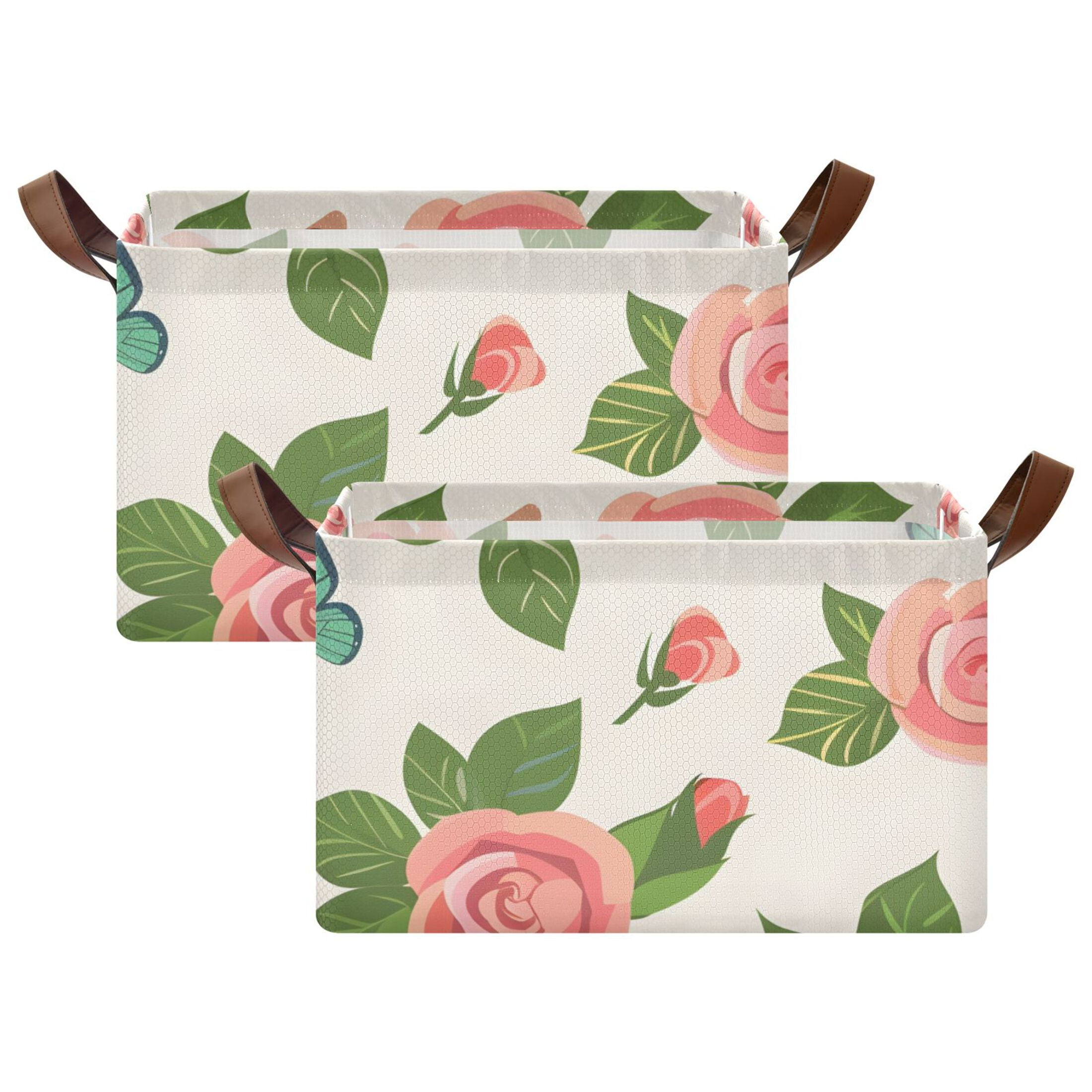 Ryvnso Butterfly Flying in Roses Flowers Storage Bins Large Basket ...
