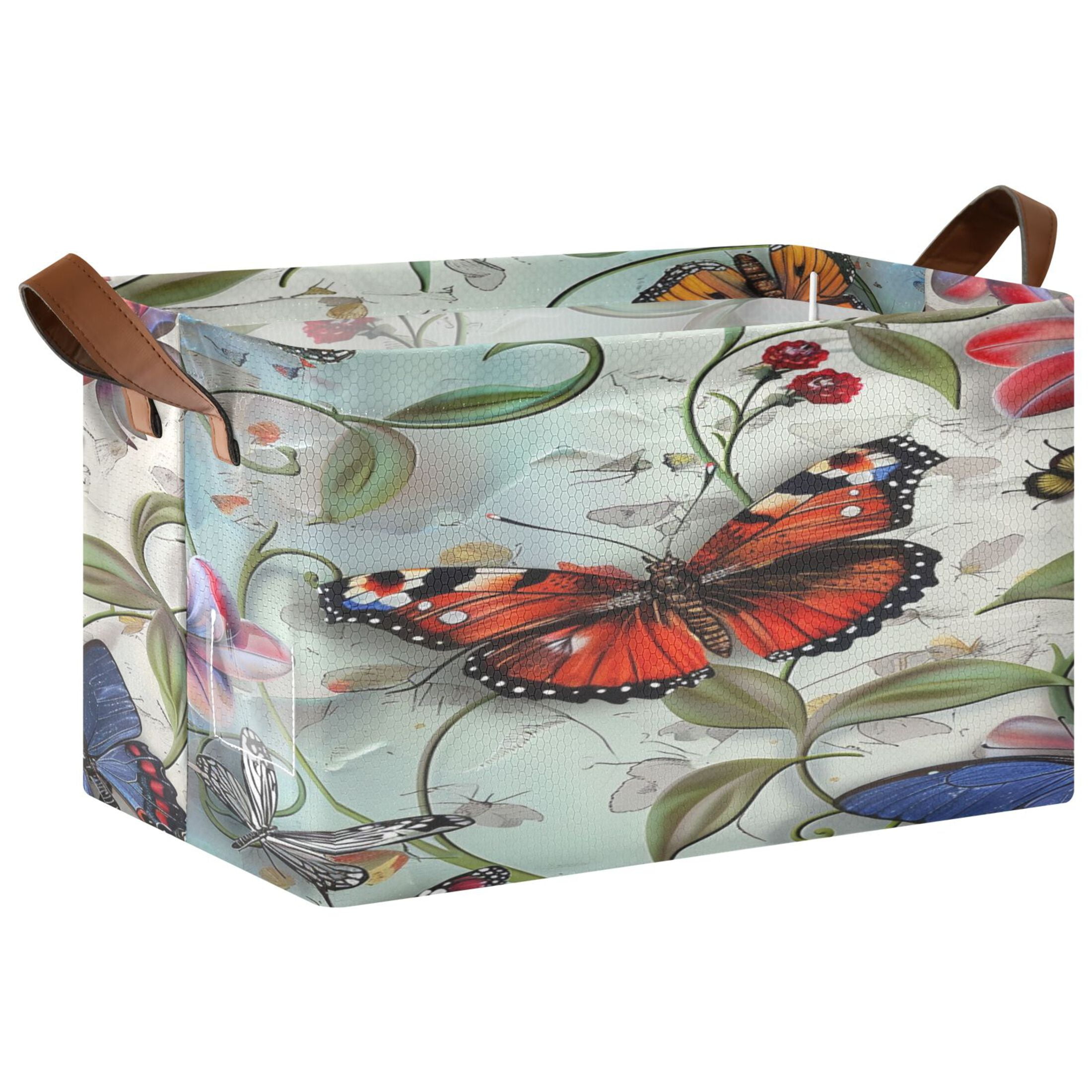 Ryvnso Butterfly on Leaves Storage Bins Large Basket Foldable Cube Toys ...