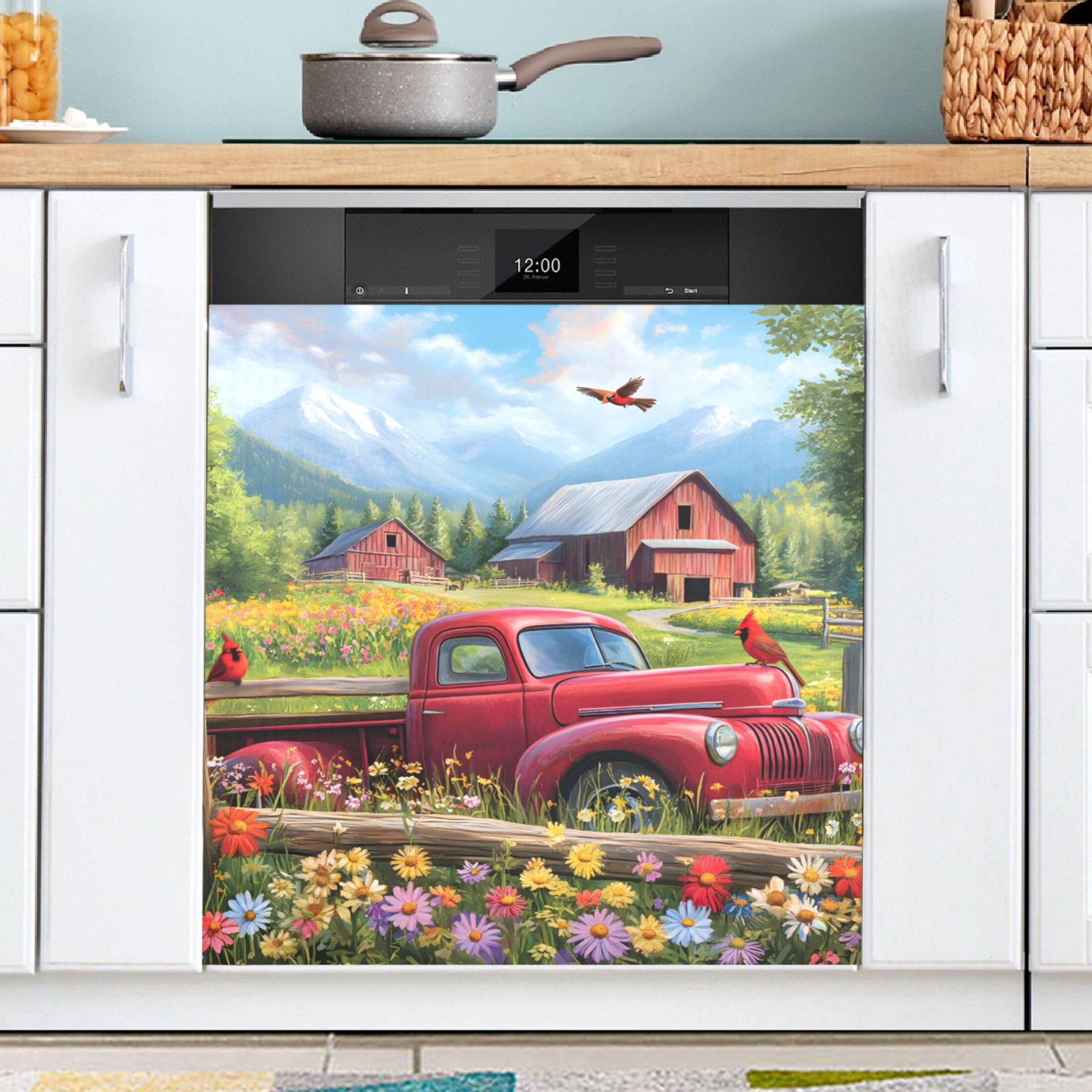 Ryvnso Cardinal Bird Farm Dishwasher Magnetic Refrigerator Magnet Cover ...