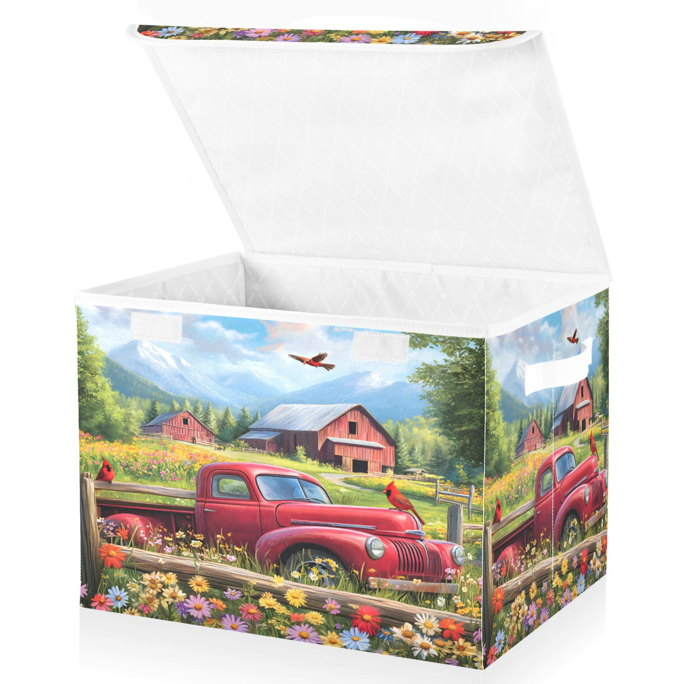 Ryvnso Cardinal Bird Farm Large Lidded Foldable Storage Baskets Cubes ...