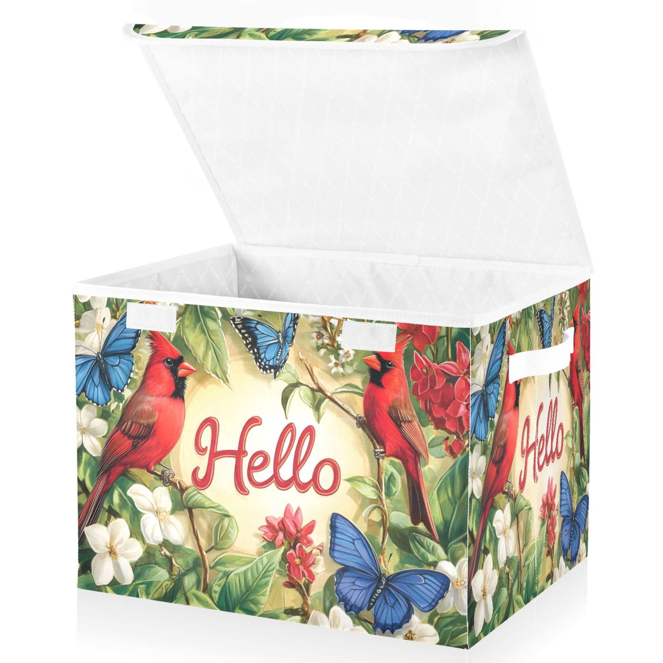 Ryvnso Cardinal Butterfly on Flower Large Lidded Foldable Storage ...