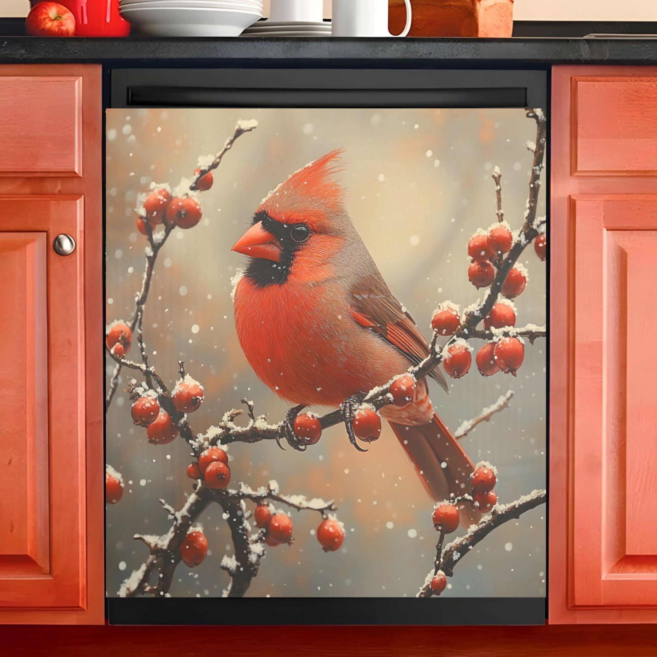 Ryvnso Cardinal Winter Dishwasher Magnetic Refrigerator Magnet Cover ...