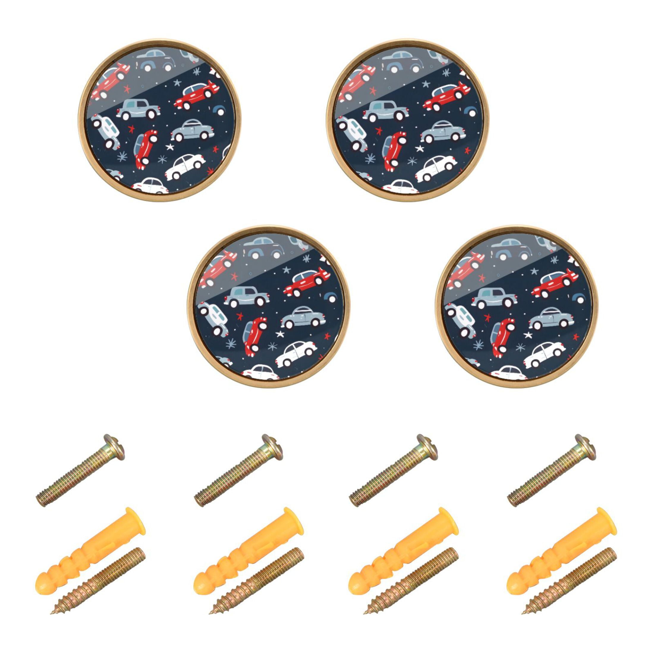 Ryvnso Cars Cartoon Cabinet Knobs Kitchen Door Round Pulls Drawers ...
