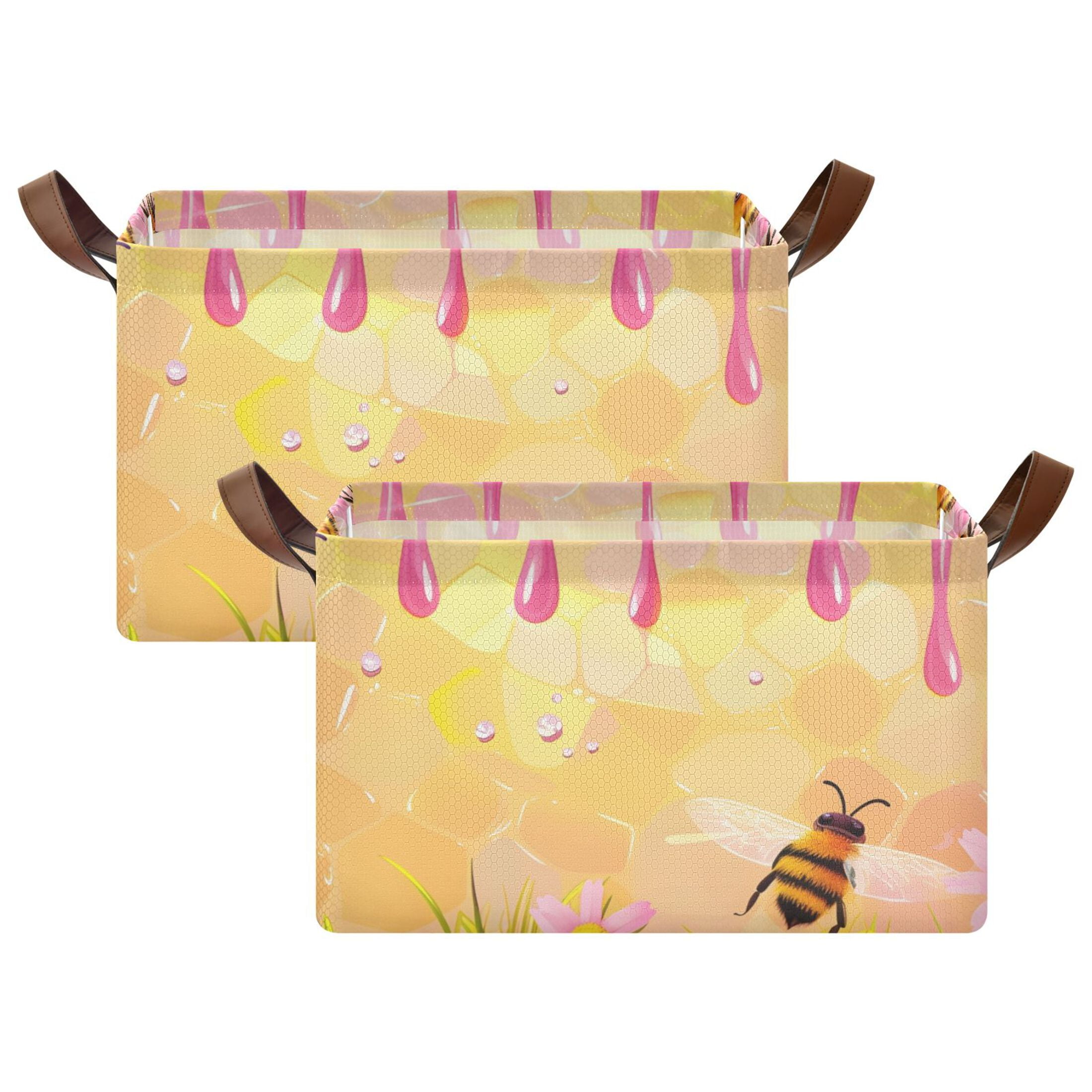 Ryvnso Cartoon Bees and Flowers Storage Bins Large Basket Foldable Cube ...