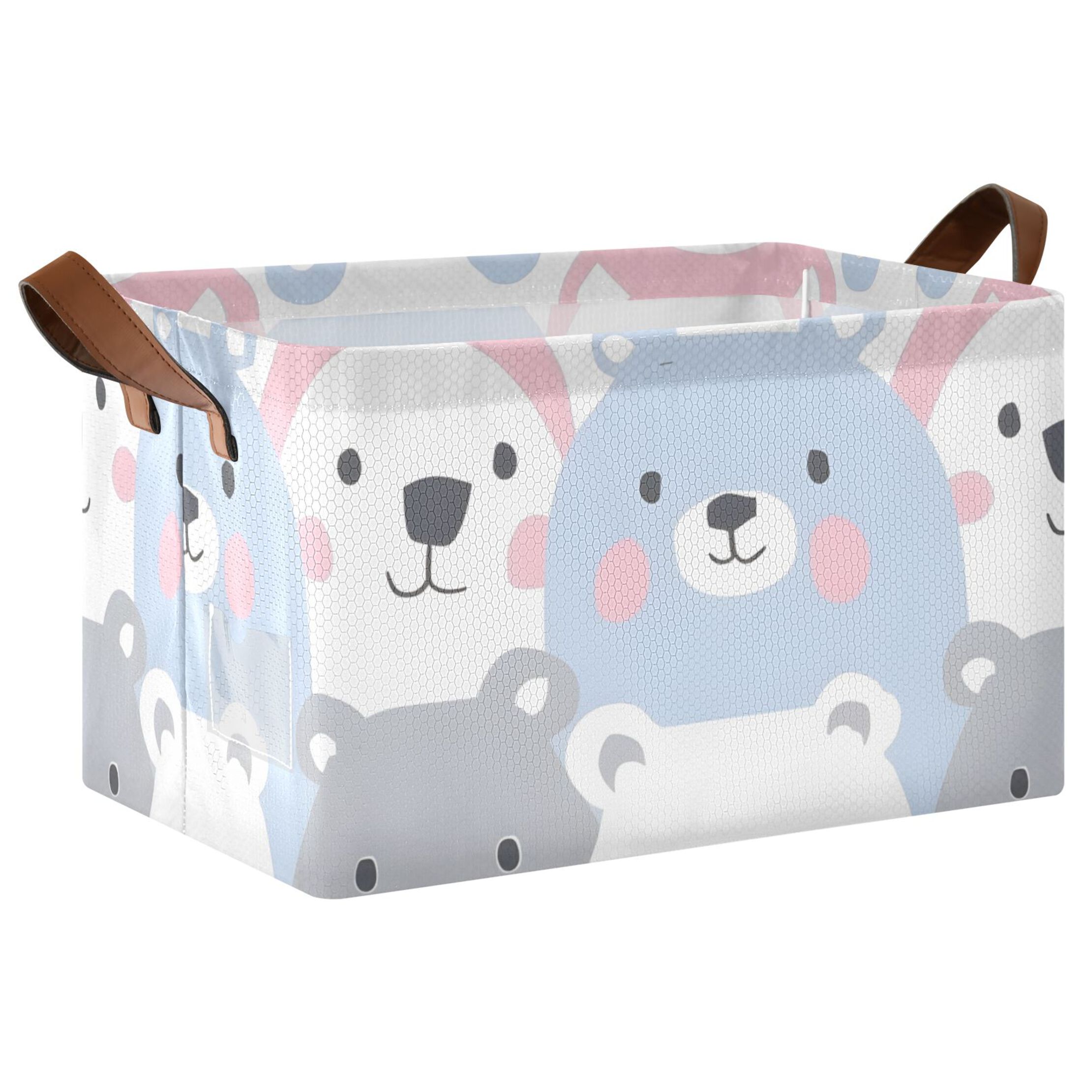 Ryvnso Cartoon Cute Bear Face Storage Bins Large Basket Foldable Cube ...