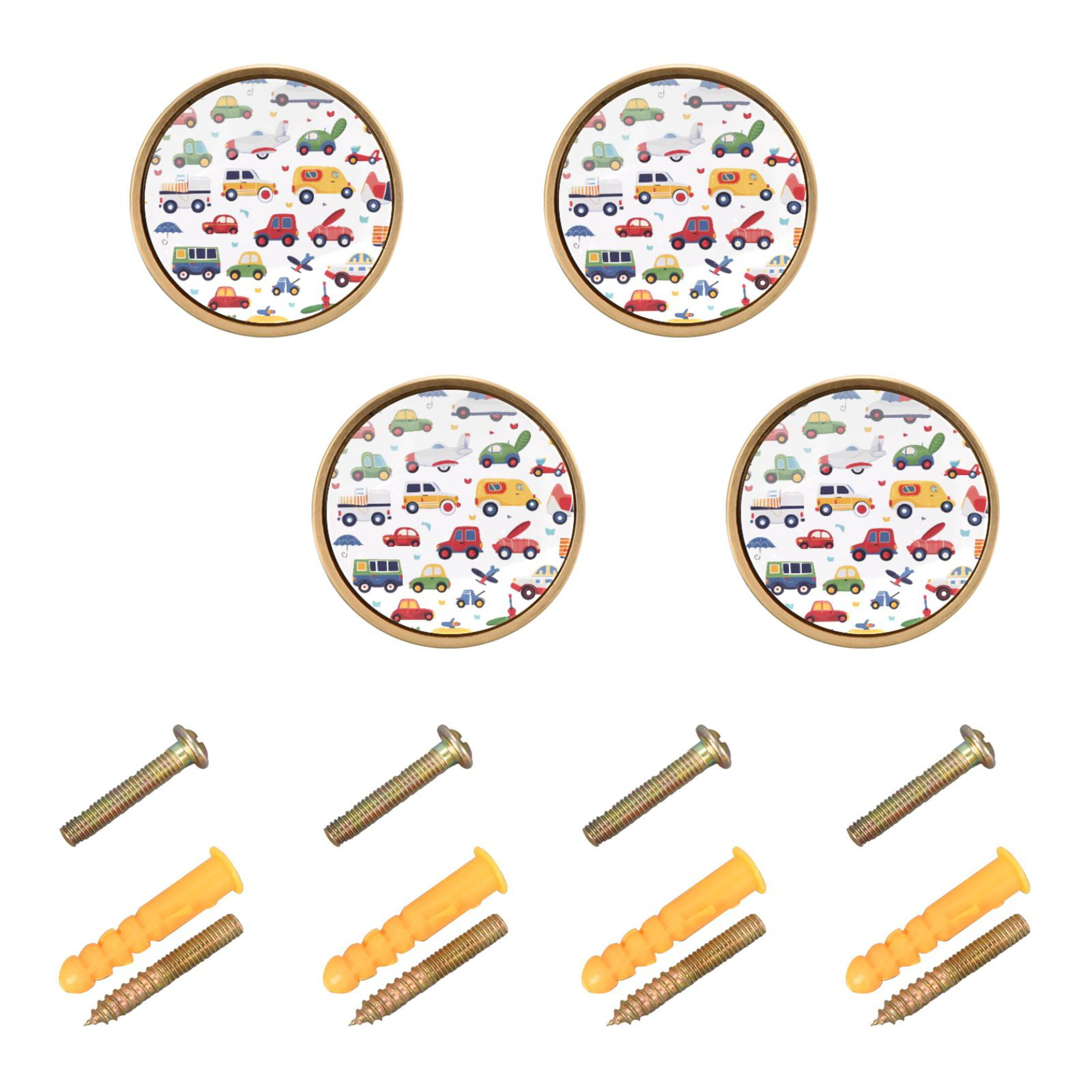 Ryvnso Cartoon Cute Cars Vehicles Cabinet Knobs Kitchen Door Round ...