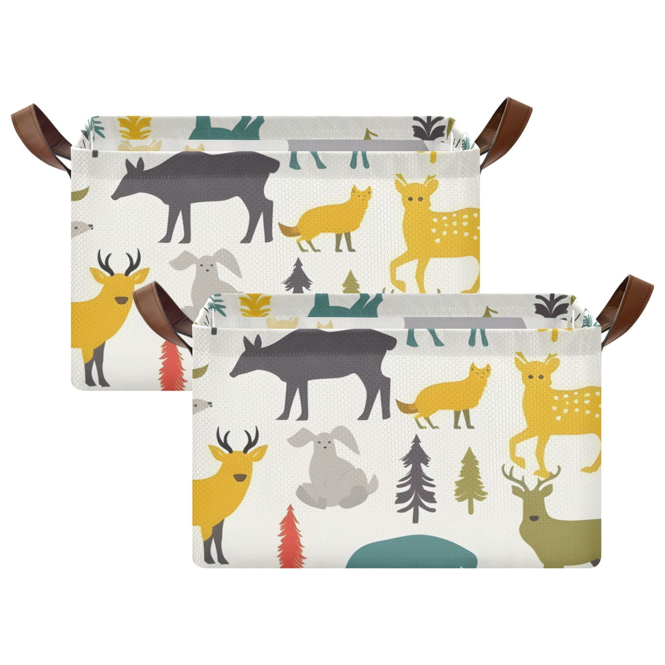 Ryvnso Cartoon Deers Animals Storage Bins Large Basket Foldable Cube ...