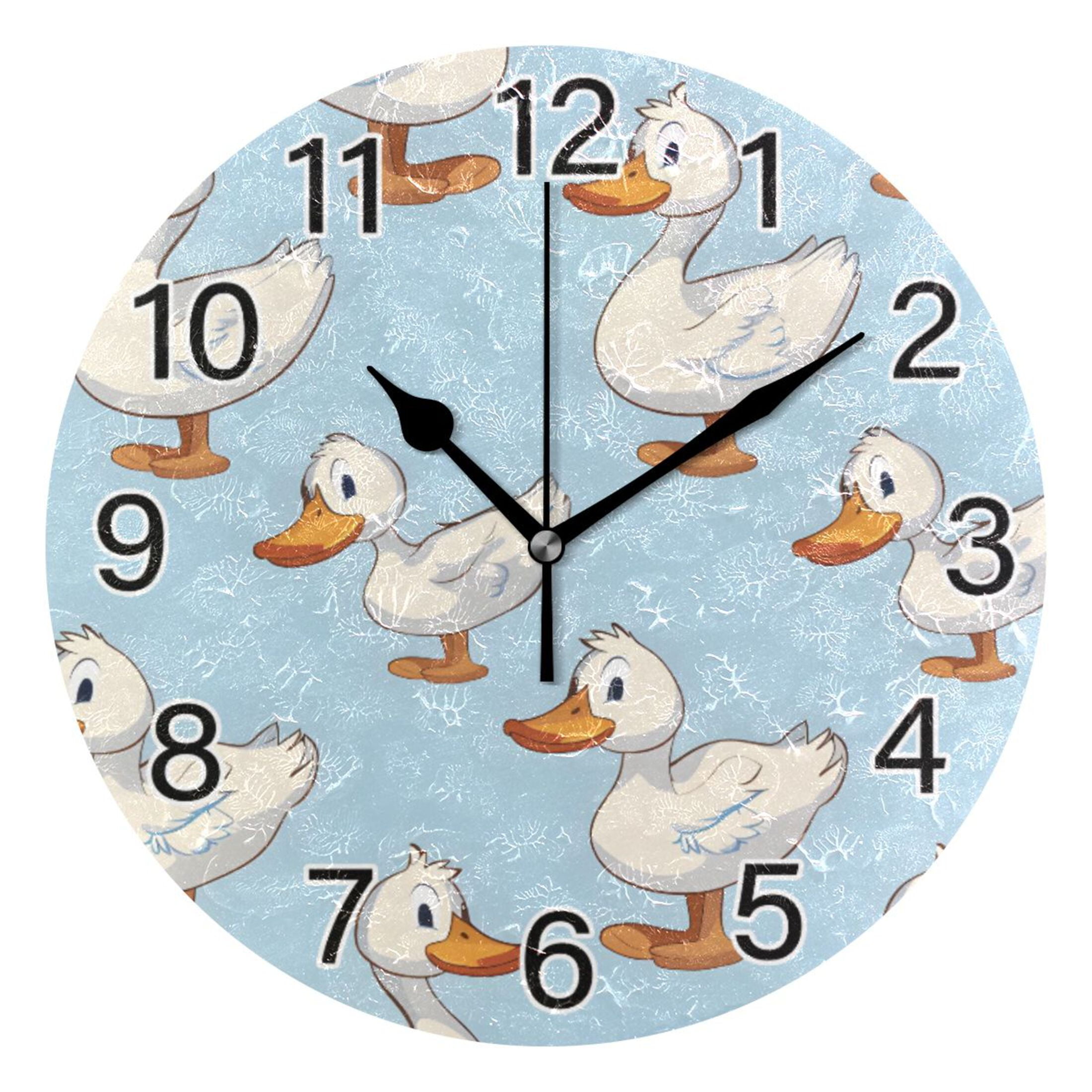 Ryvnso Cartoon Duck Wall Clock Non Ticking Silent Kitchen Clock Battery ...