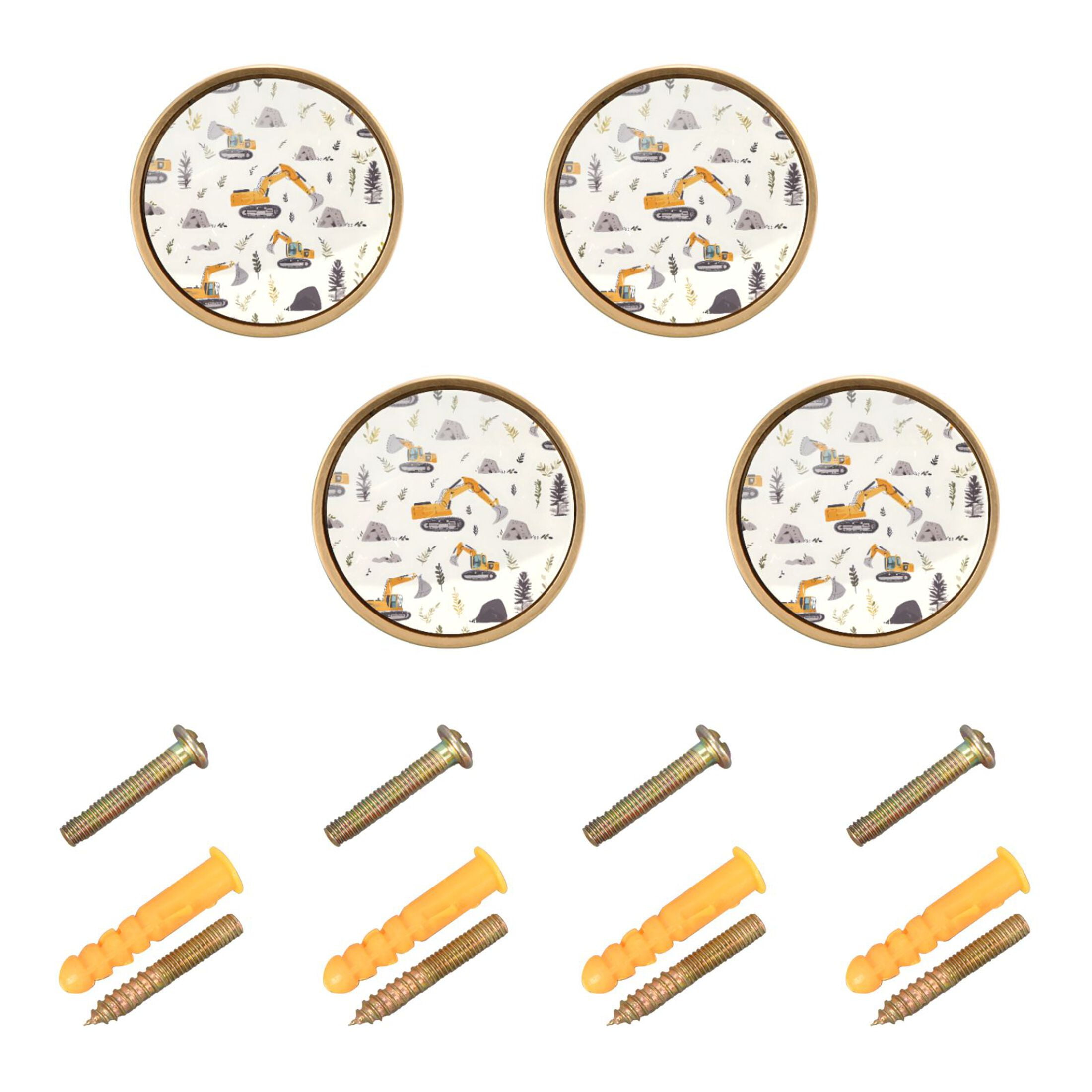 Ryvnso Cartoon Excavator Cabinet Knobs Kitchen Door Round Pulls Drawers ...