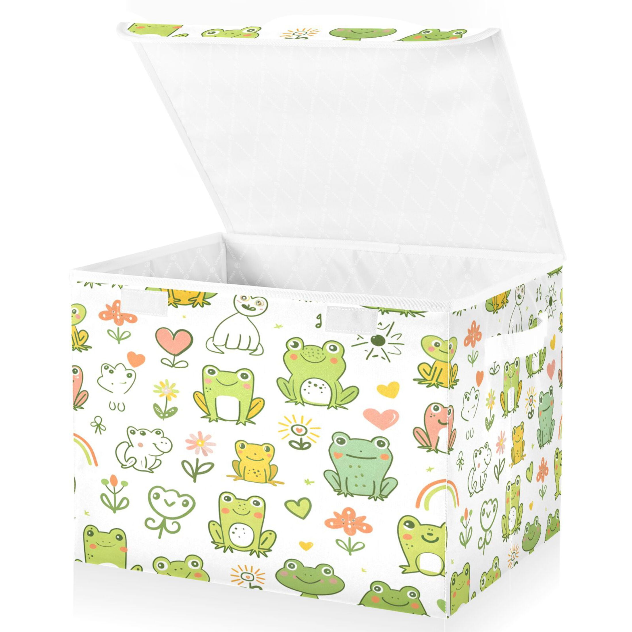 Ryvnso Cartoon Frog Floral Large Lidded Foldable Storage Baskets Cubes ...