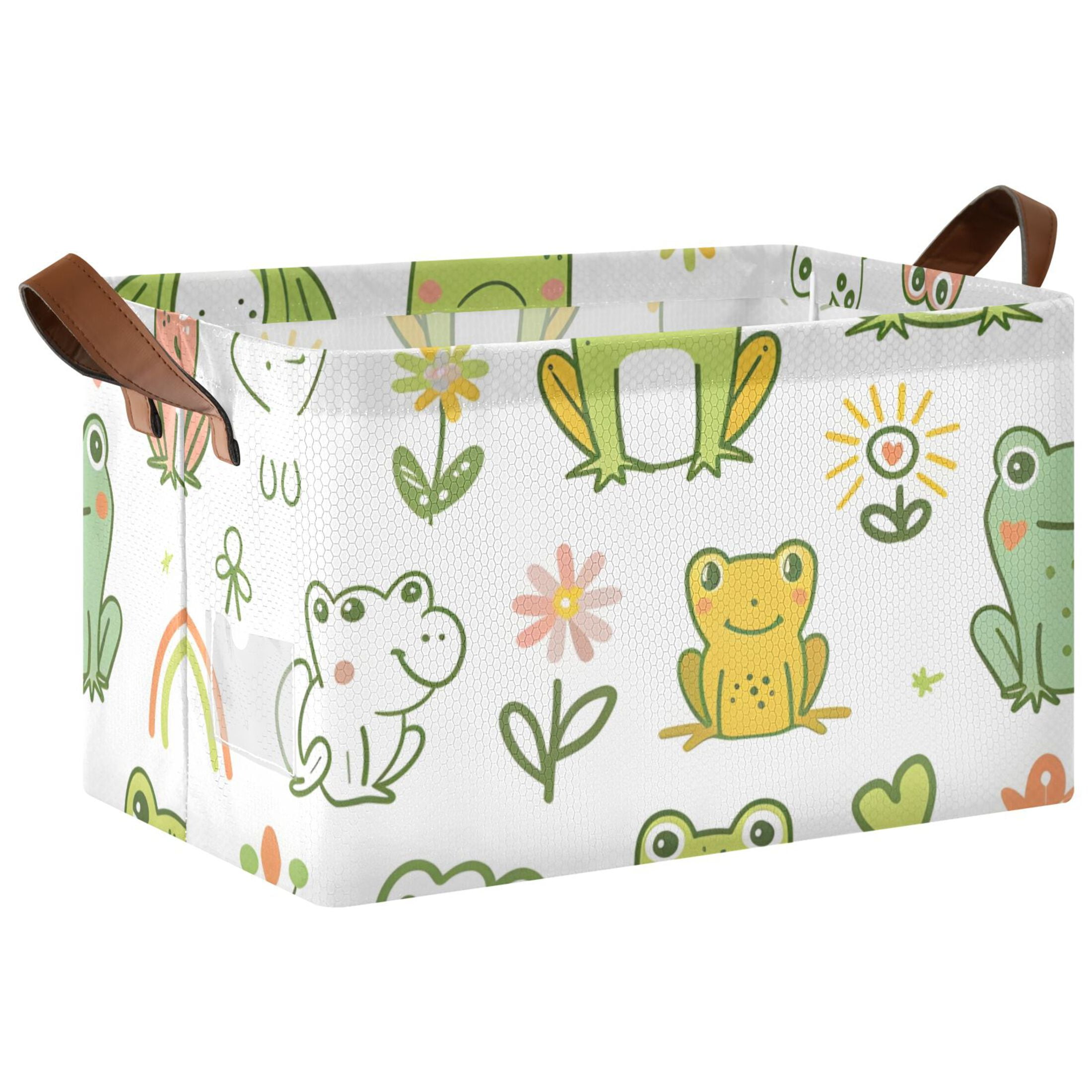 Ryvnso Cartoon Frog Floral Storage Bins Large Basket Foldable Cube Toys ...