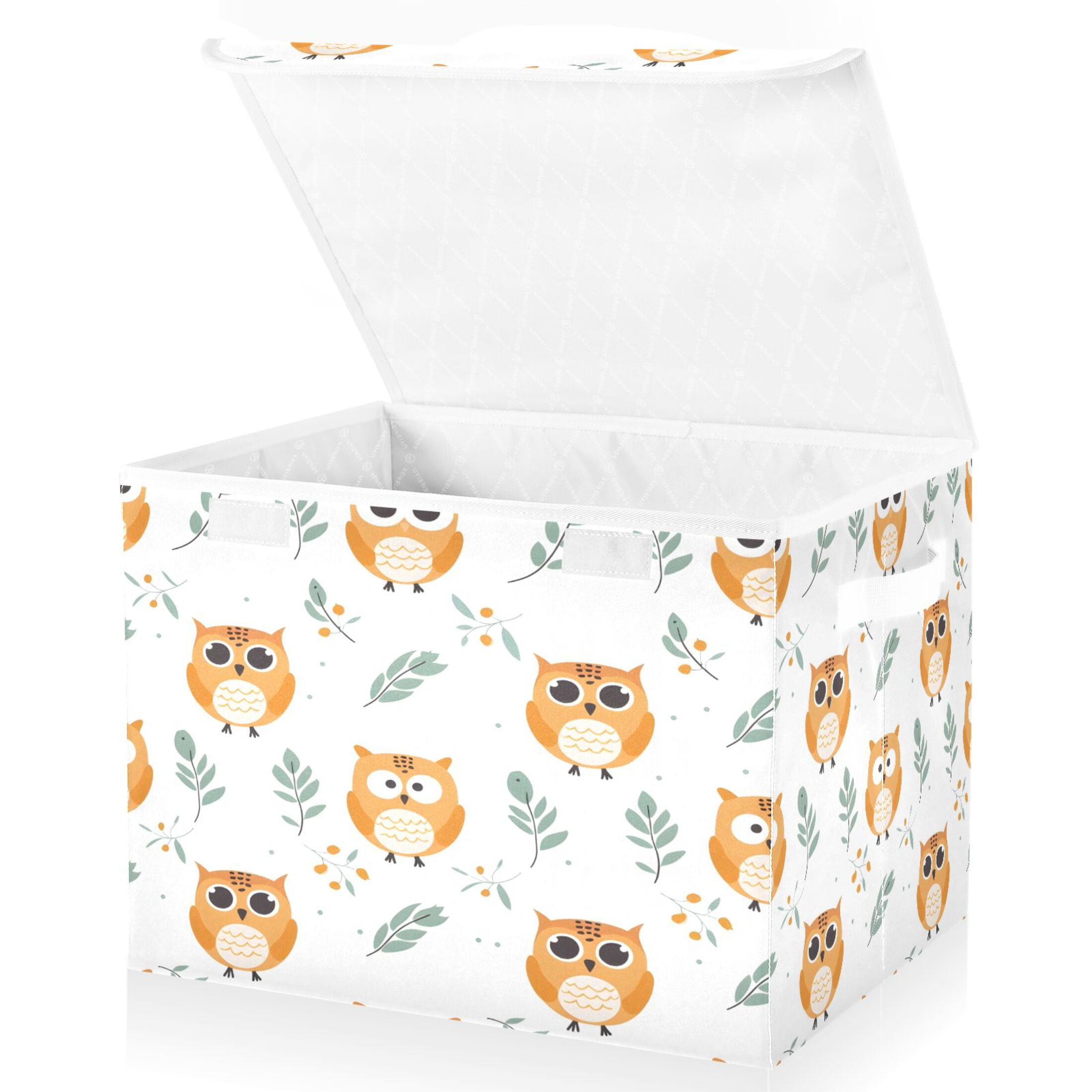 Ryvnso Cartoon Owl Leaves Large Lidded Foldable Storage Baskets Cubes ...