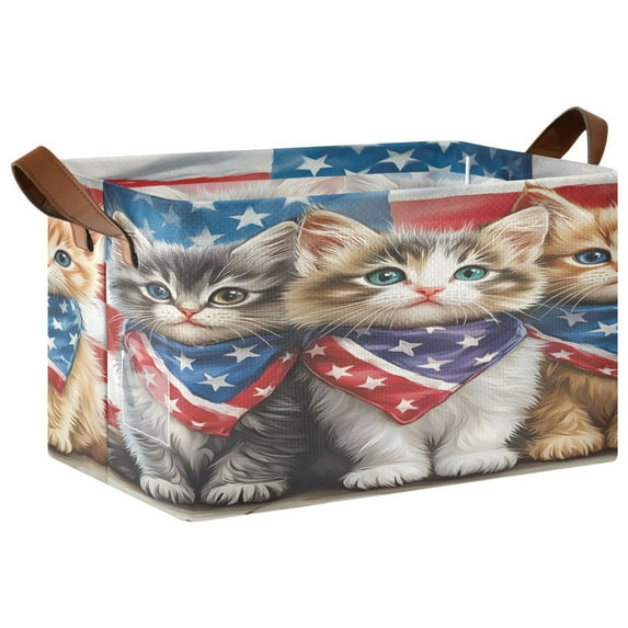 Ryvnso Cat American Flag Storage Bins Large Basket Foldable Cube Toys ...