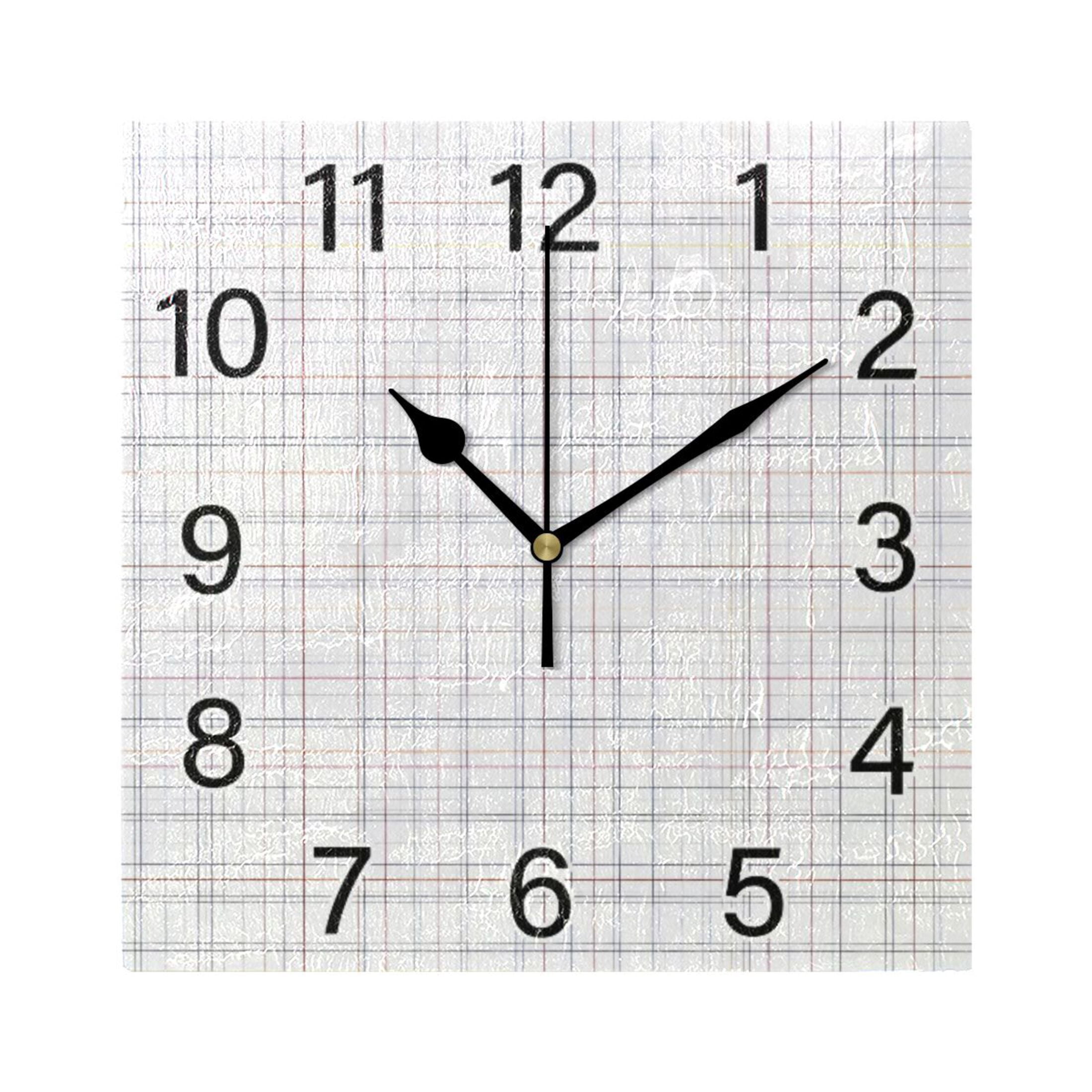 Ryvnso Checkered Plaid Pattern Wall Clock Square Silent Non-Ticking ...