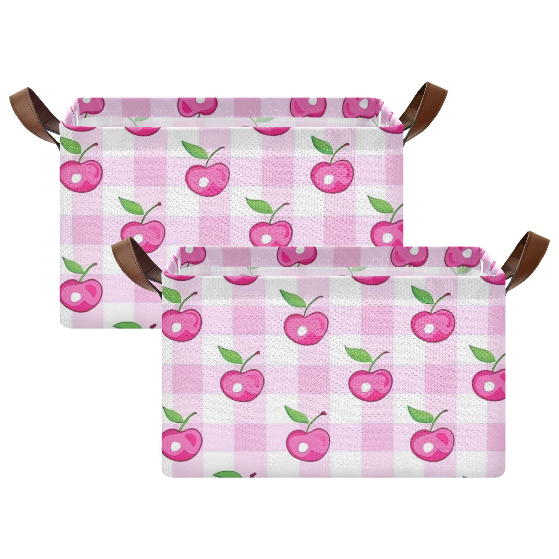 Ryvnso Cherry on Checkered Storage Bins Large Basket Foldable Cube Toys ...