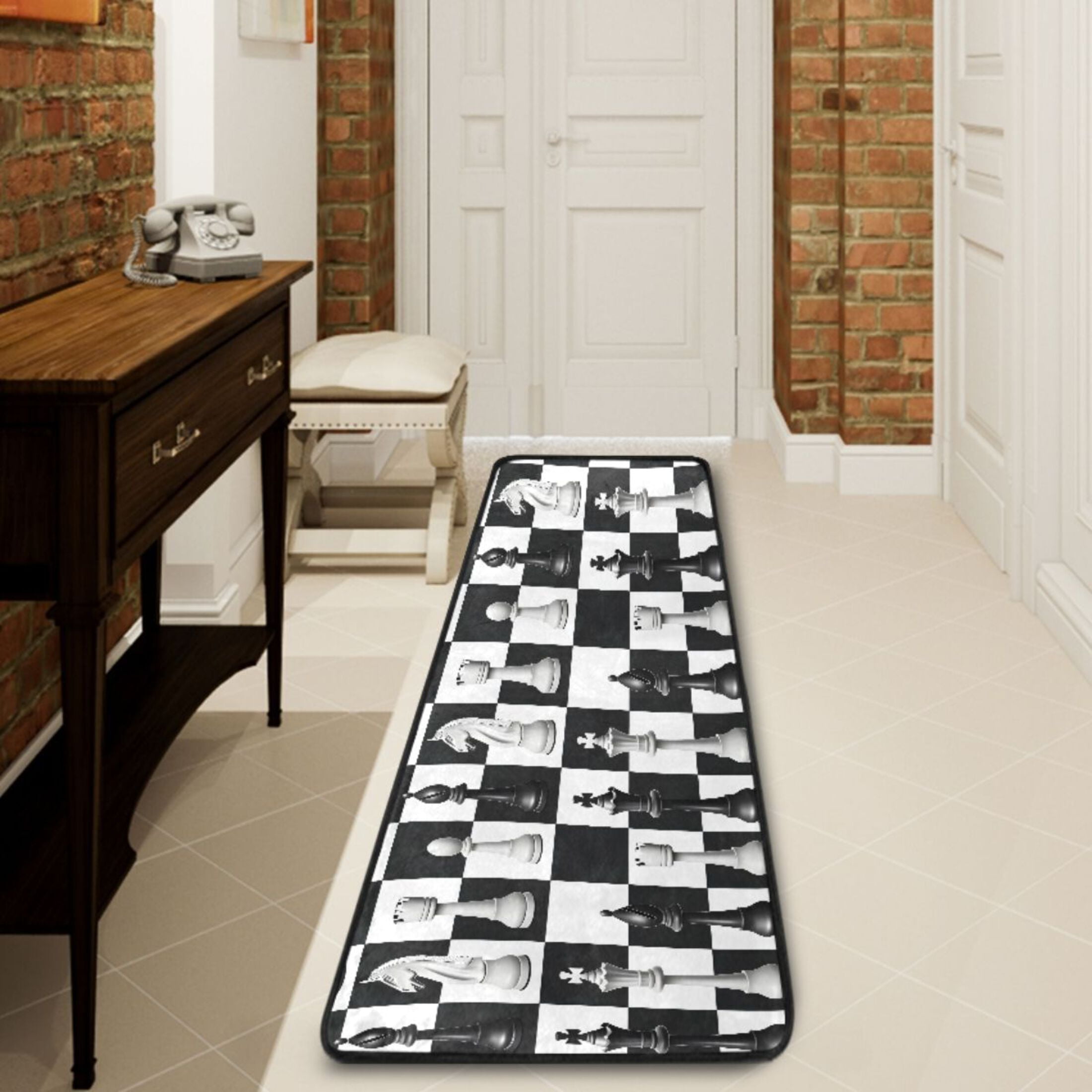 Ryvnso Chess Checkered Pattern Plaid Hallway Runner Rugs Floor Carpet ...