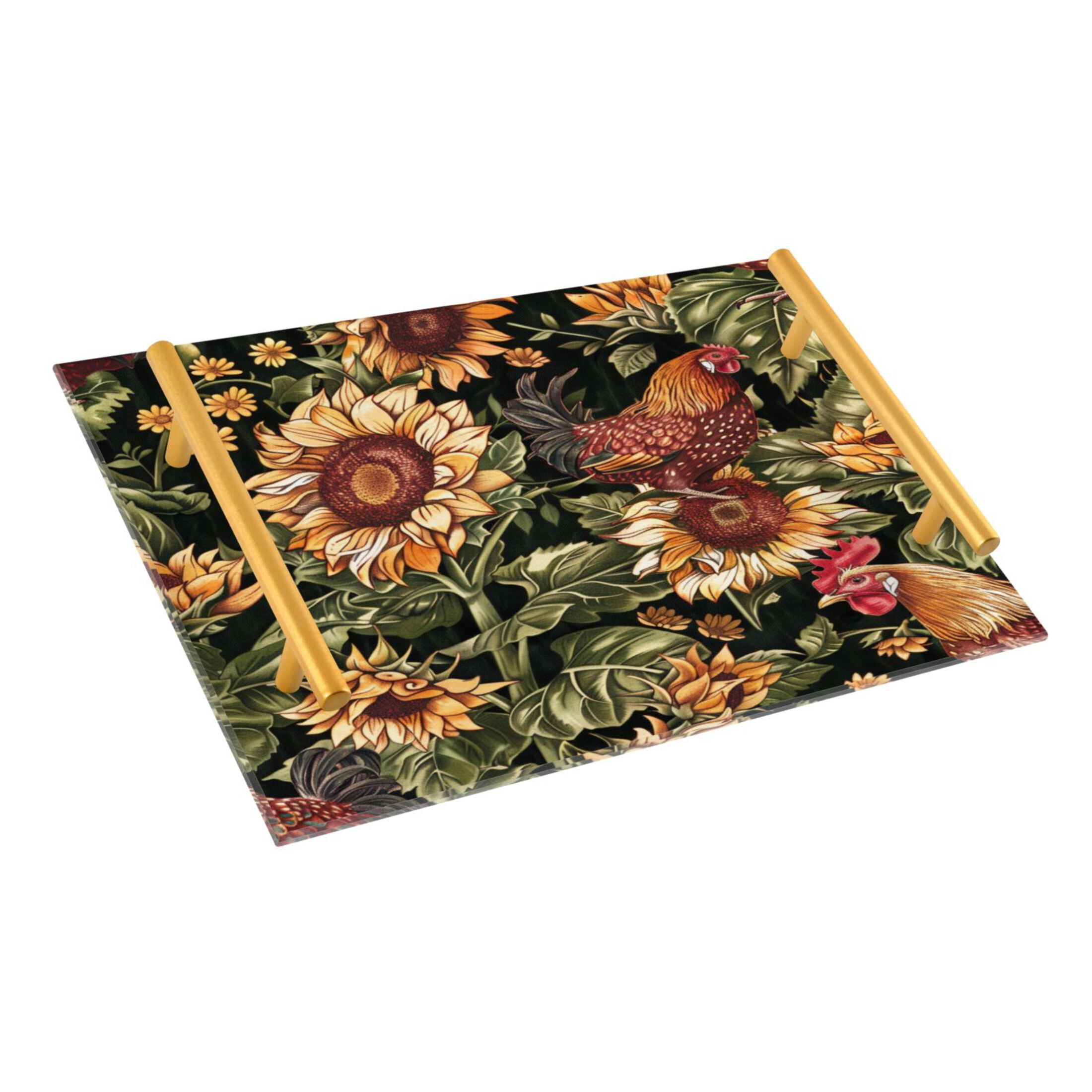 Ryvnso Chicken and Sunflowers Bathroom Tray Vanity Countertop Trays ...
